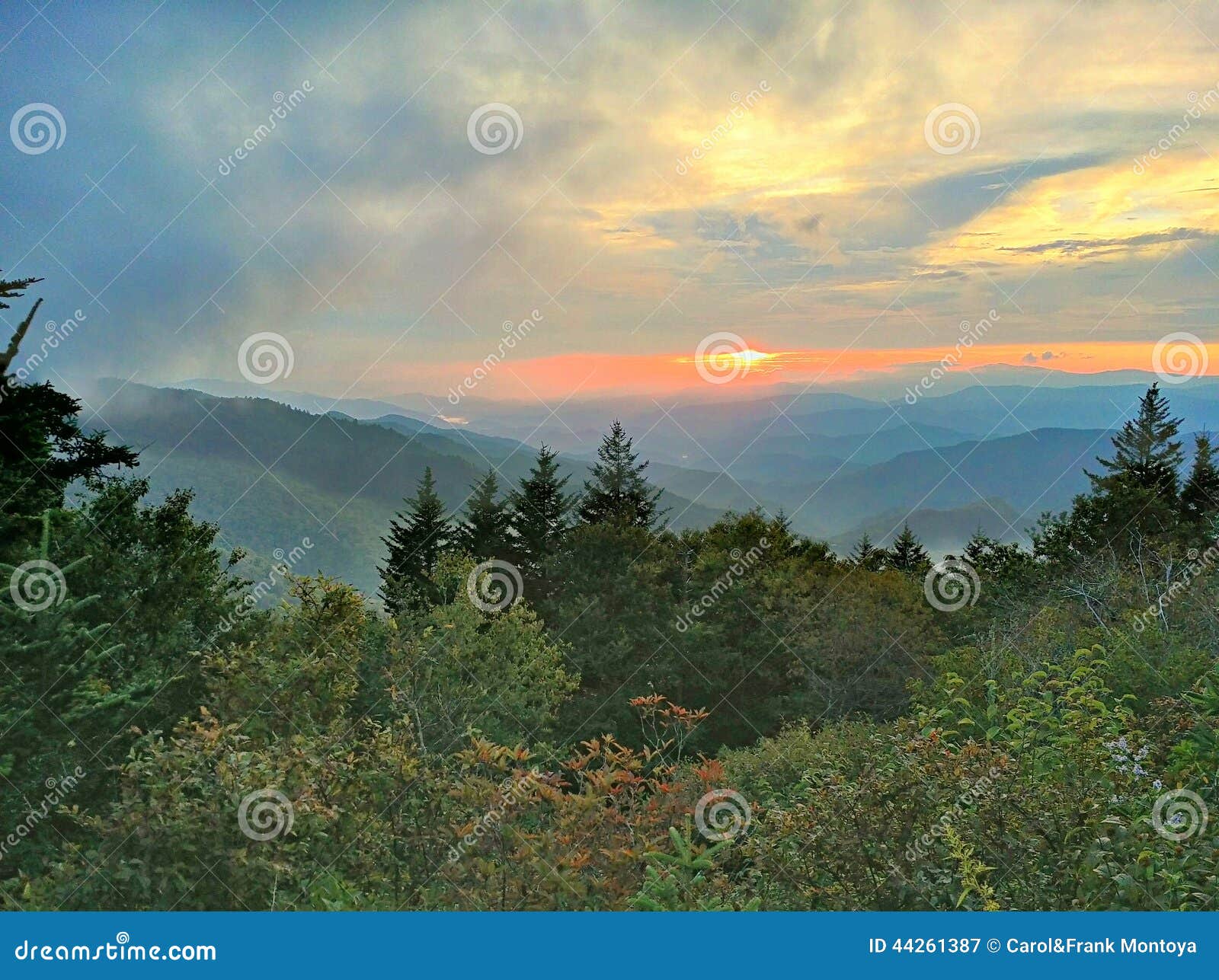 Mountain Sunset stock image. Image of smokymountains - 44261387
