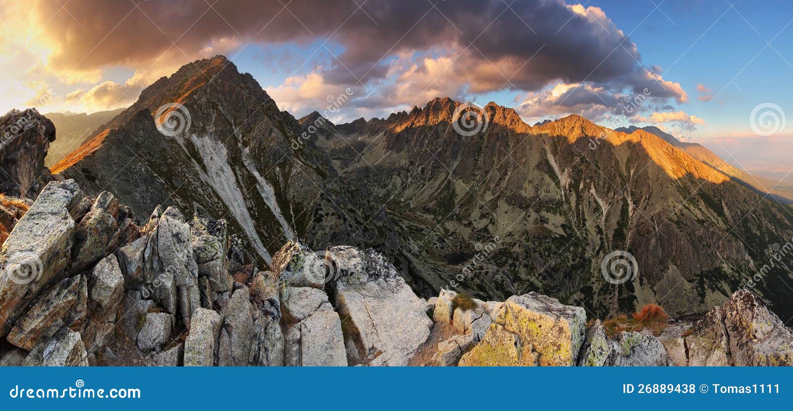 Mountain Sunset Panorama at Autumn in Slovakia Stock Photo - Image of ...
