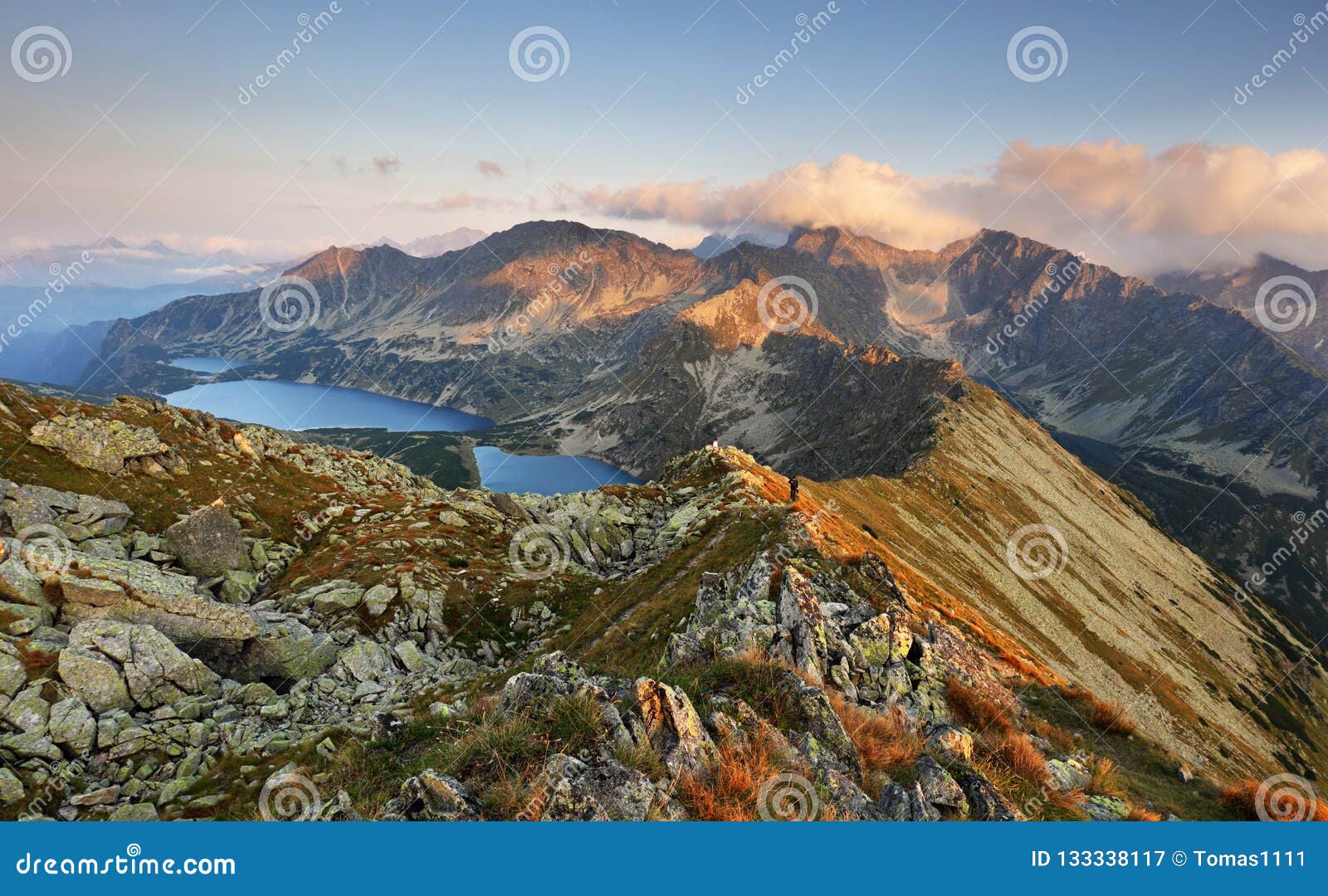 Mountain Sunset Panorama from Peak - Slovakia Tatras Stock Image ...