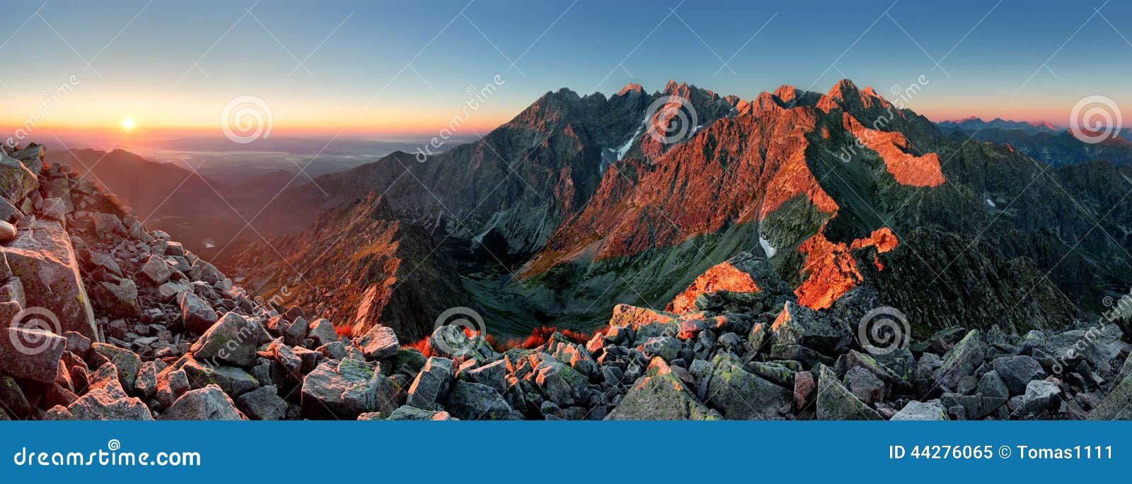 Mountain Sunset Panorama from Peak - Slovakia Tatras Stock Image ...