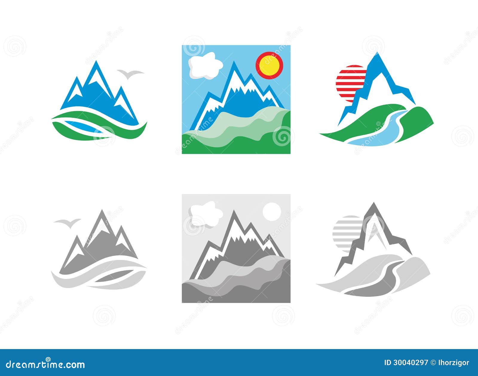Mountains emblem set stock vector. Illustration of mountain - 30040297
