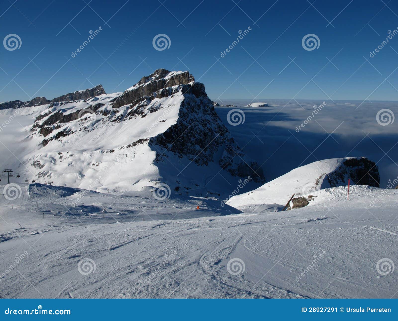 Mountain in the Titlis Ski Area Stock Image - Image of destination ...