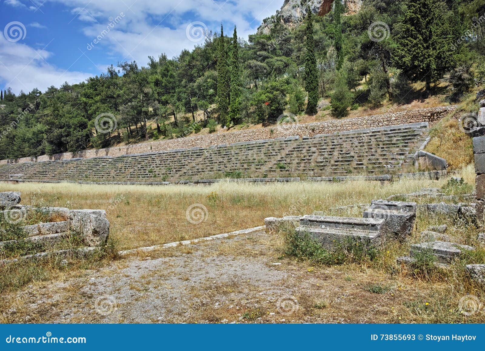 The Mountain Top Stadium at Delphi, Greece Stock Image - Image of ...