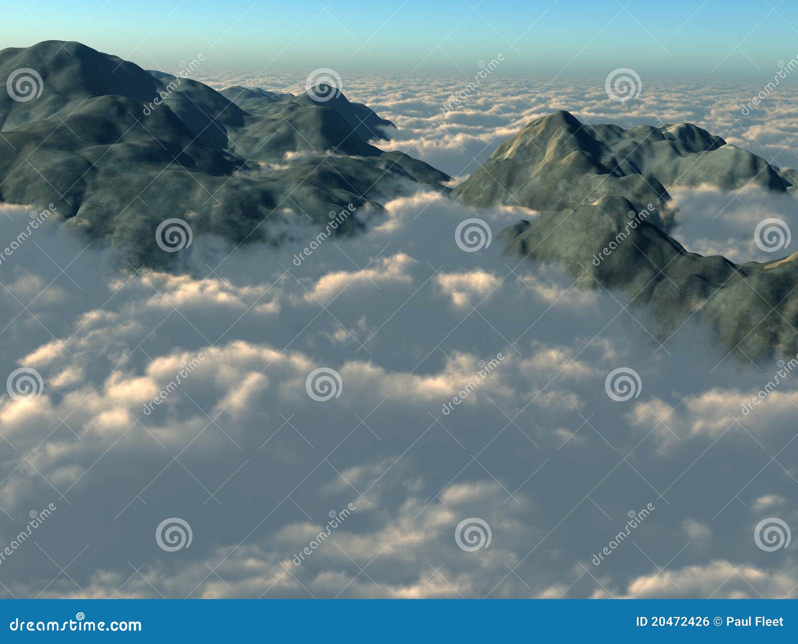 Mountain Tops from Above the Clouds Stock Illustration - Illustration ...