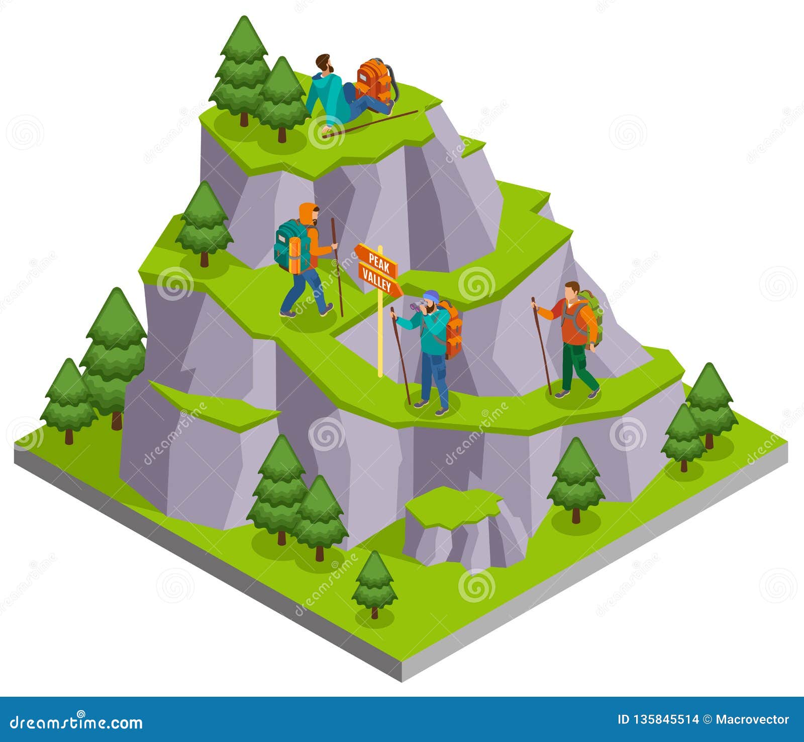 Mountain Tourist Trails Composition Stock Vector - Illustration of ...