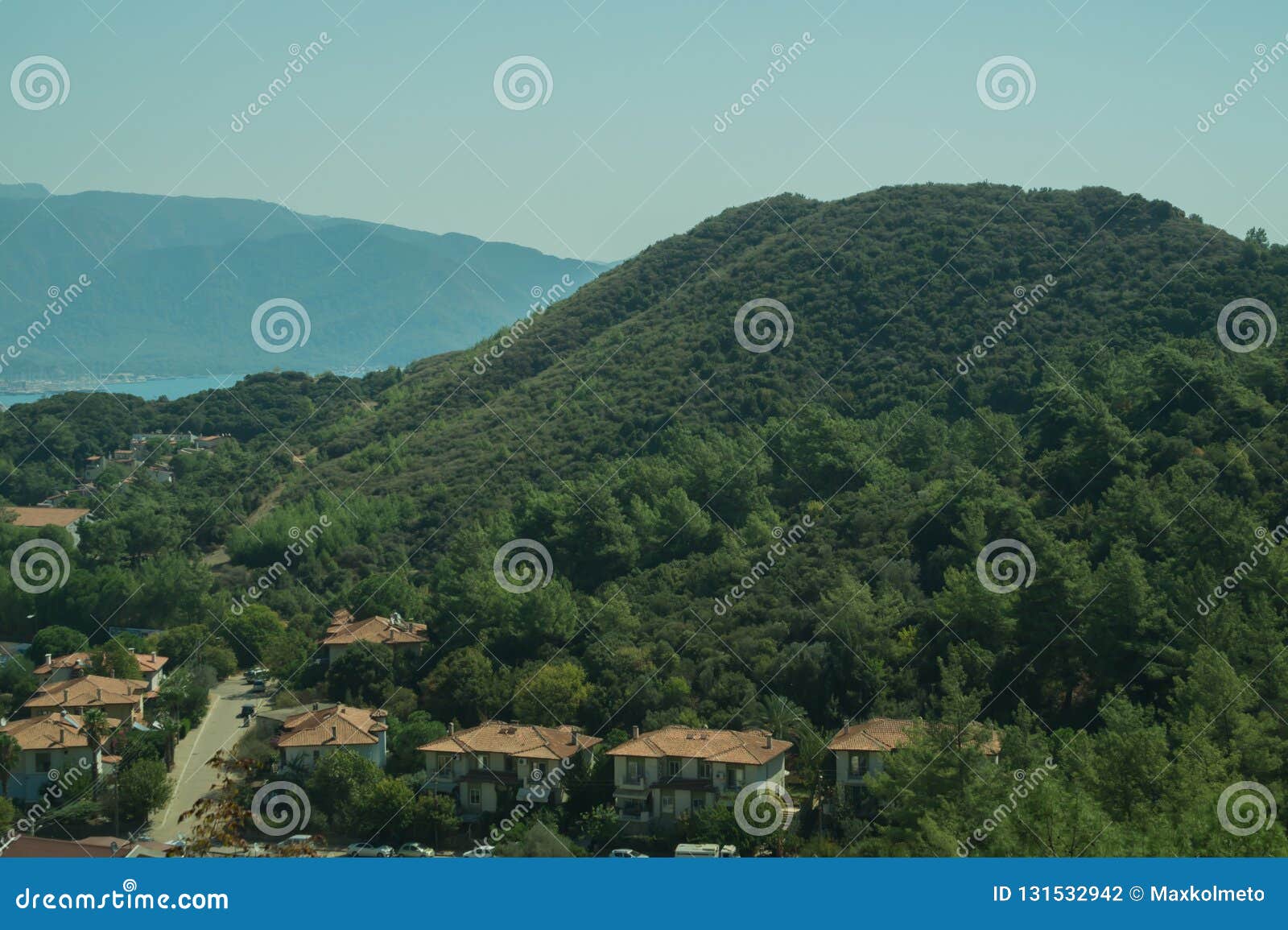 Mountain Town Panoramic View. Landscape with a City between the Hills ...