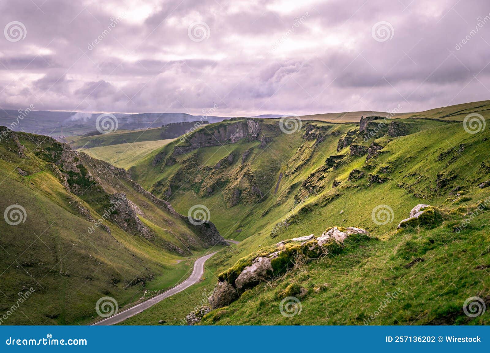 Mountain Trail Captured from a Height Under a Grey Cloudy Sky Stock ...