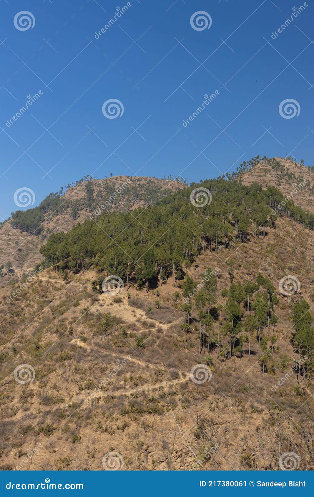 A Mountain Trail Going Up the Hill Top Stock Image - Image of climb ...