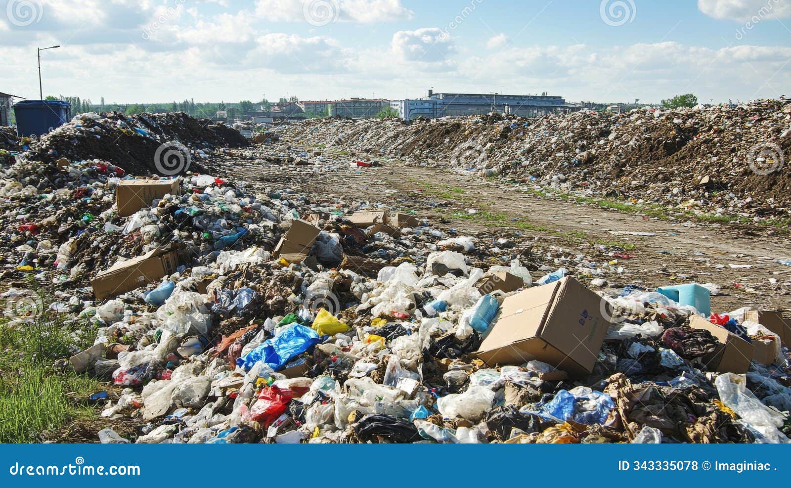 A Mountain of Trash in a Landfill with a Dirt Path Stock Illustration ...