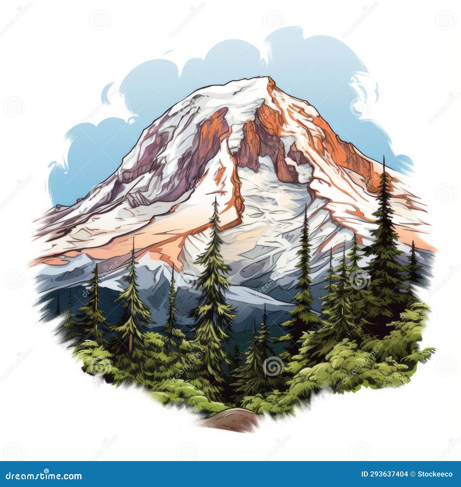 Detailed Mount Rainier Sticker - Realistic Die Cut Design Stock ...