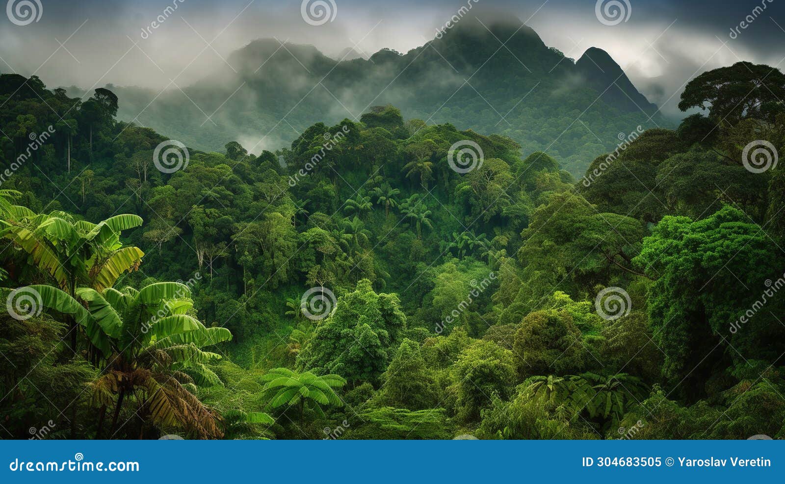Mountain Tropical Rainforest. Amazing Nature Background with Clouds and ...