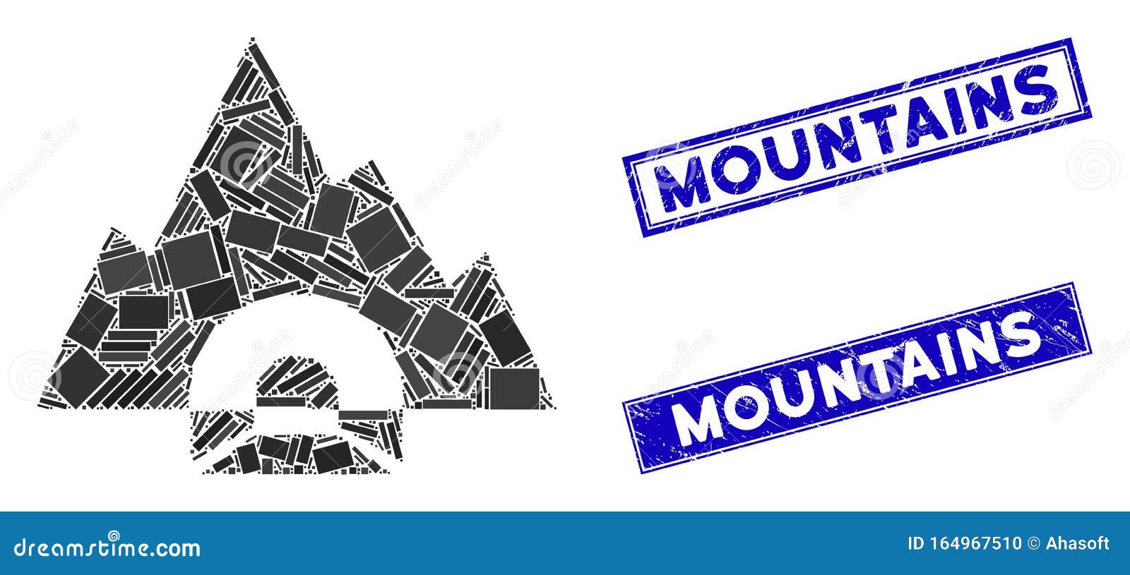 Mountain Tunnel Mosaic and Grunge Rectangle Watermarks Stock ...