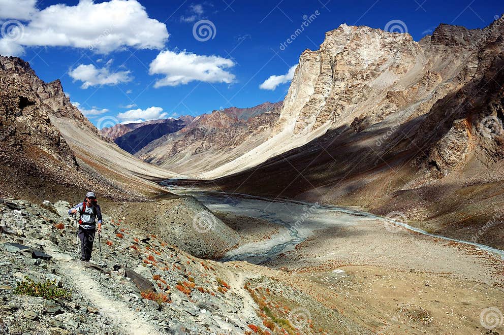 Mountain valley stock image. Image of hike, walker, trekking - 1311013
