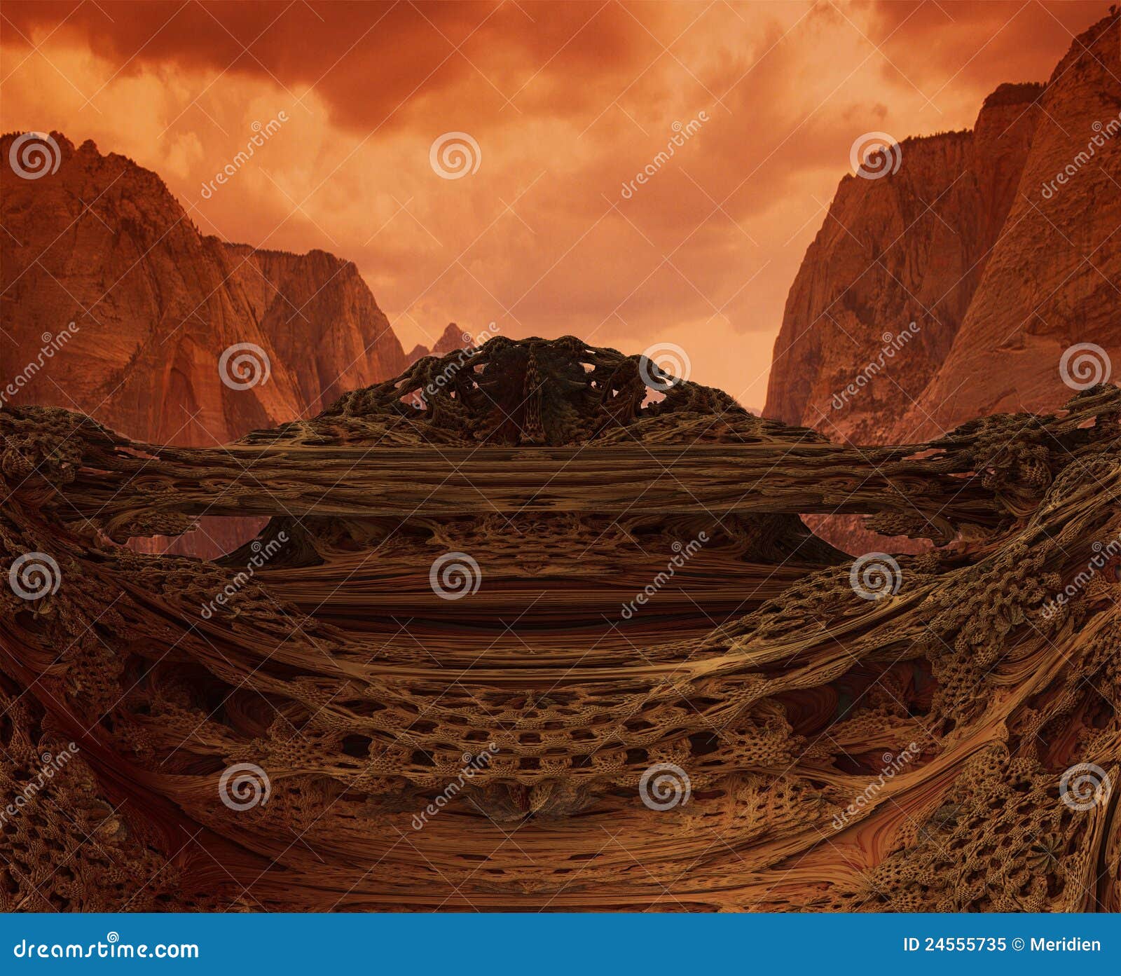 Mountain Valley - Abstract Render Stock Illustration - Illustration of ...
