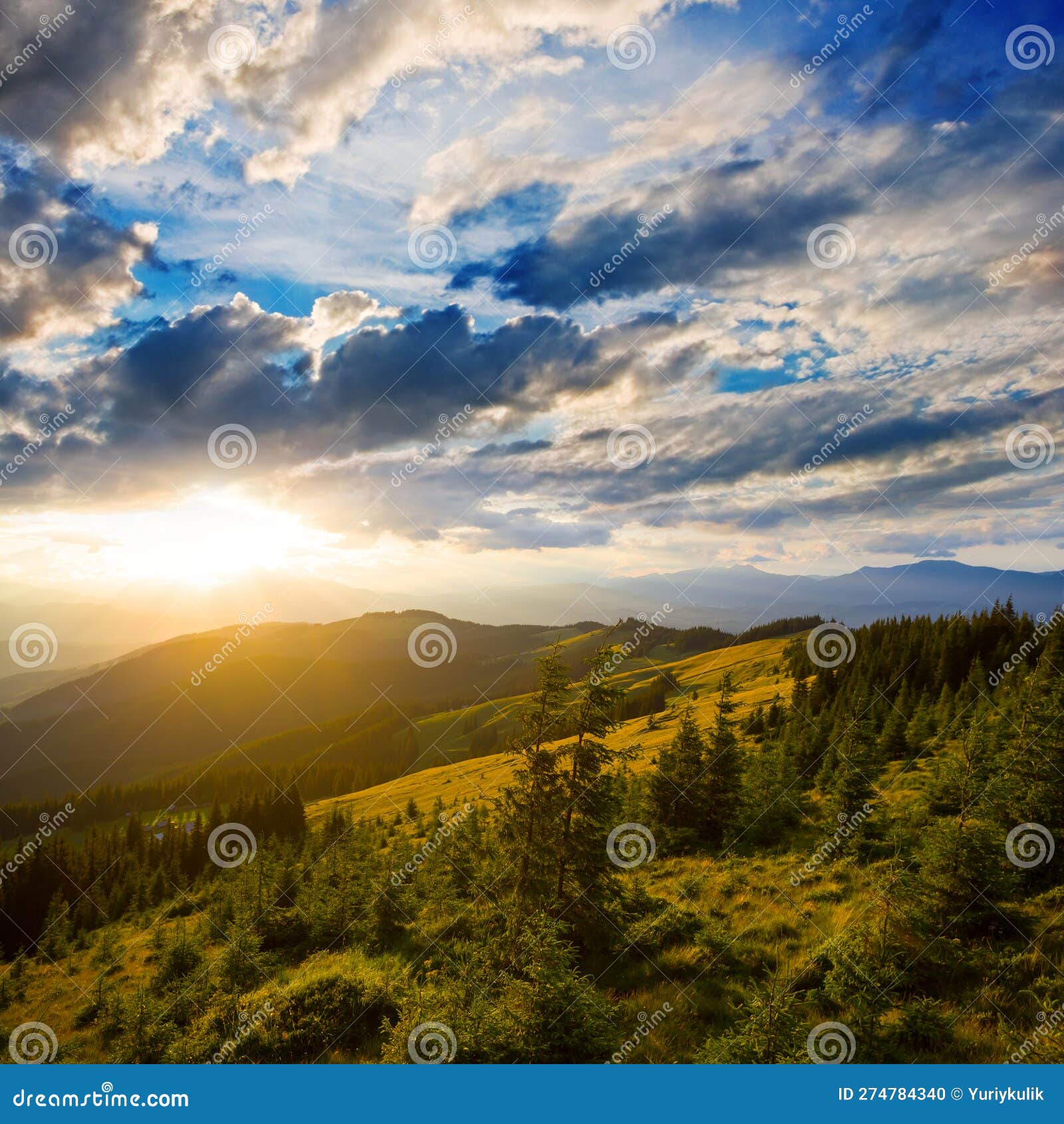 Mountain Valley at the Dramatic Sunset Stock Photo - Image of slope ...
