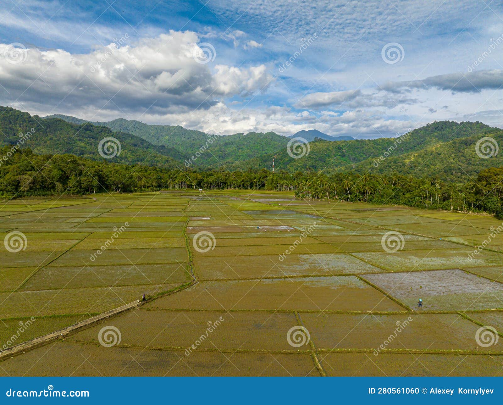 Mountain Valley with Farmland. Sumatra, Indonesia. Stock Photo - Image ...