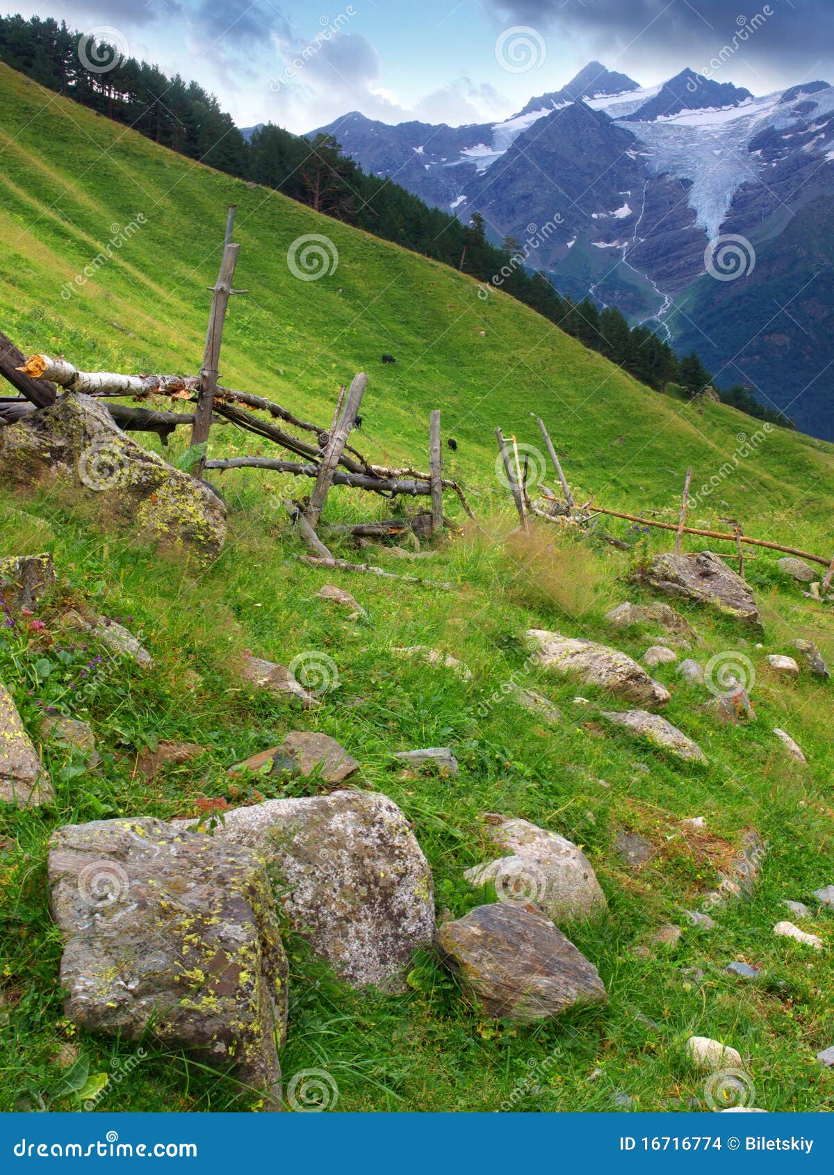 Mountain Valley with Green Declivity Stock Photo - Image of mountain ...