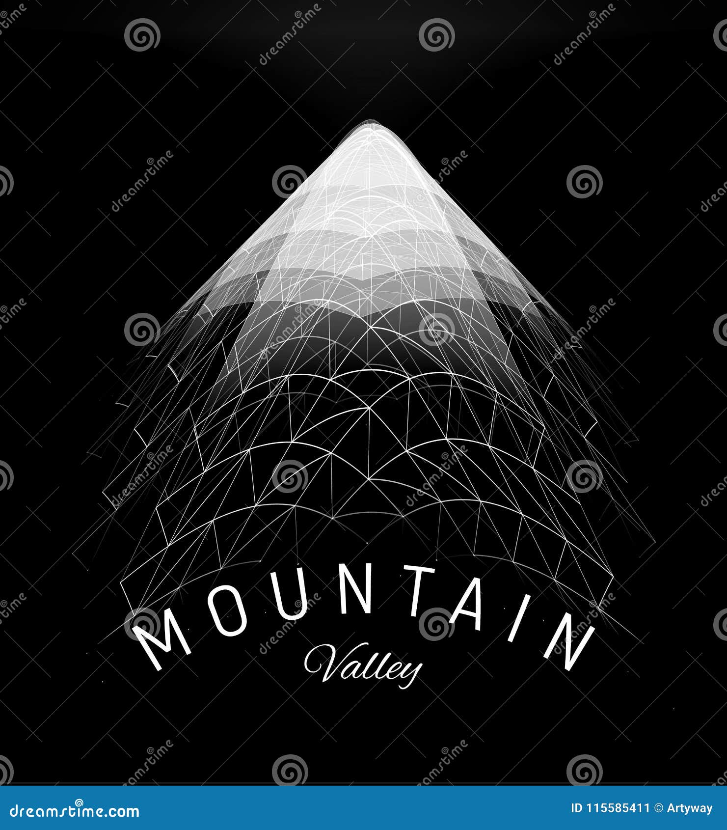 Mountain Valley Landscape With Clouds Watercolor Background Stock Photo ...