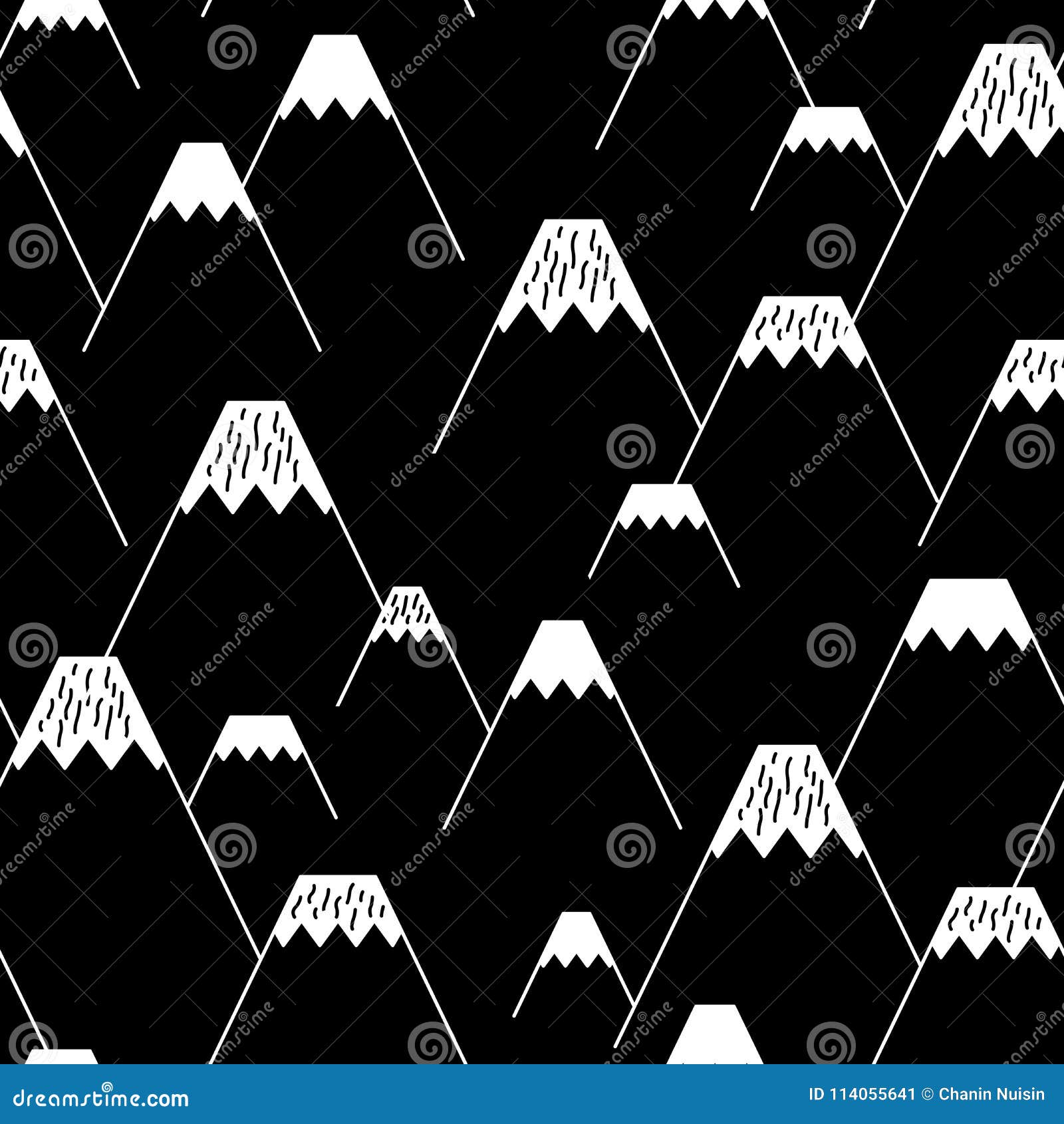 Mountain Vector Seamless Pattern Black Wallpaper Background Stock ...