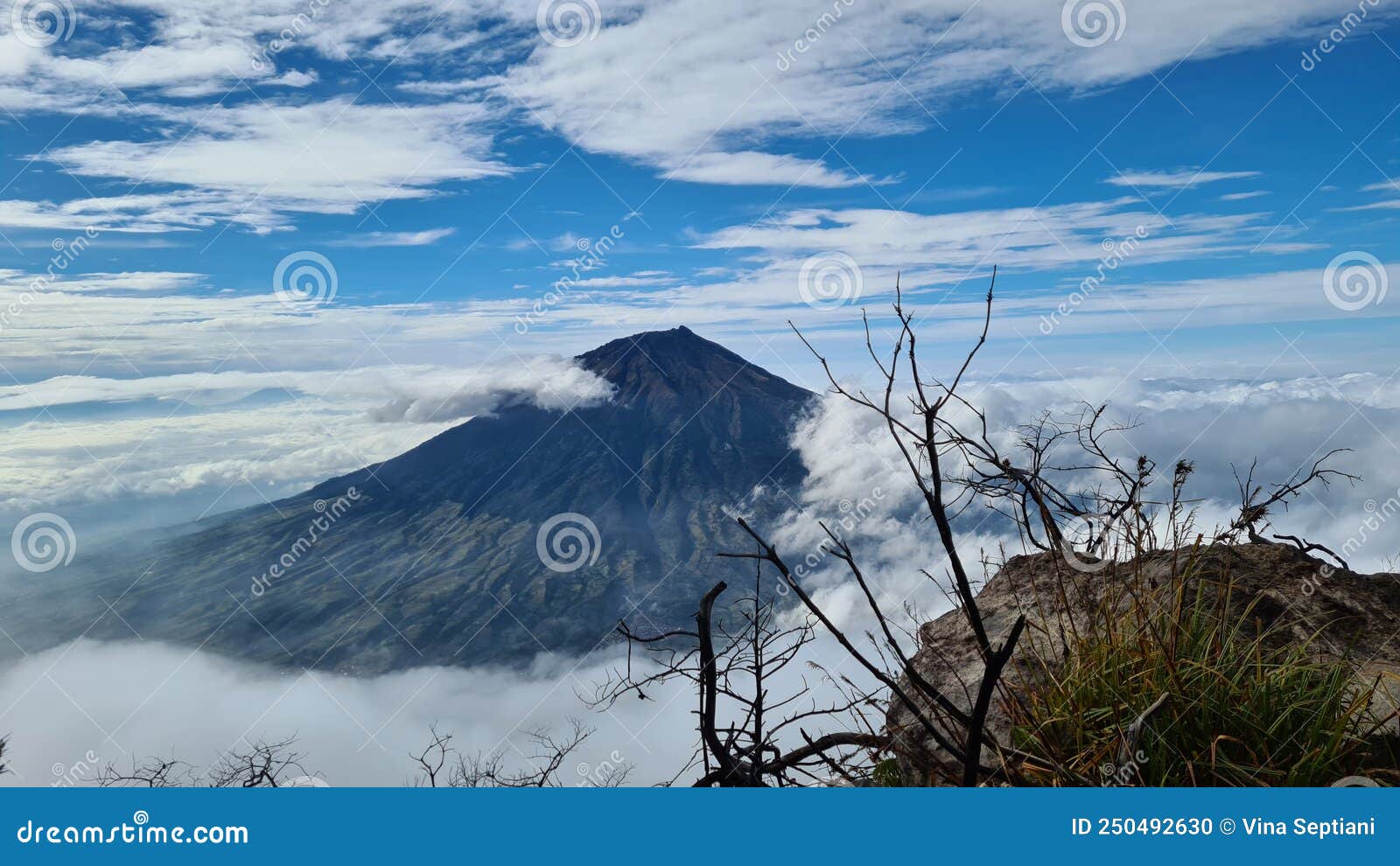 Sindoro Mountain View Backround Beautiful Wallpaper Stock Photo - Image ...