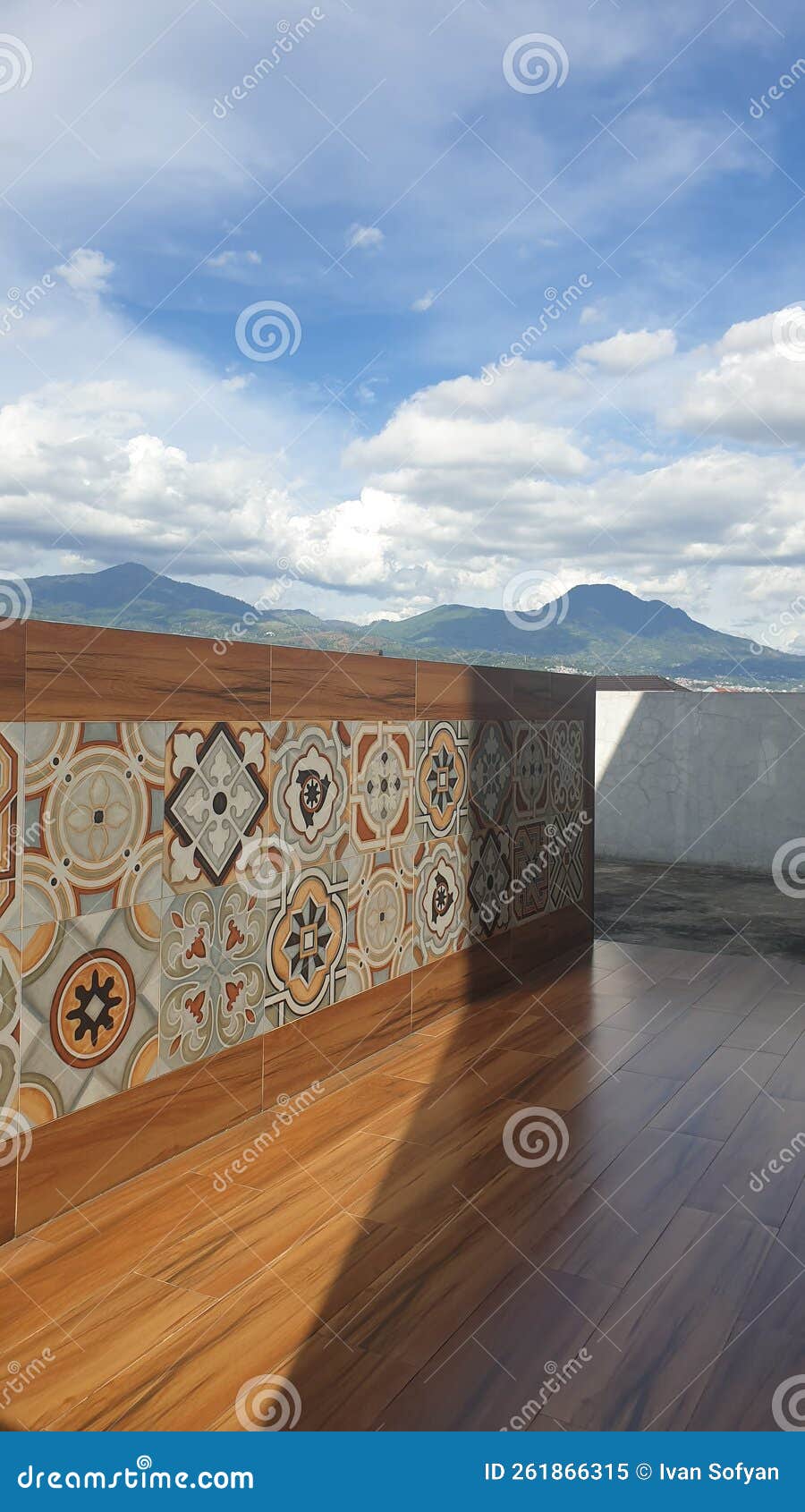 Mountain View and Balcony Aesthetic Tiles Stock Image - Image of ...