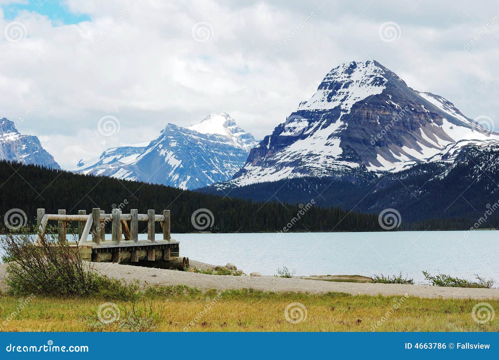 Mountain view in bow lake stock photo. Image of light - 4663786