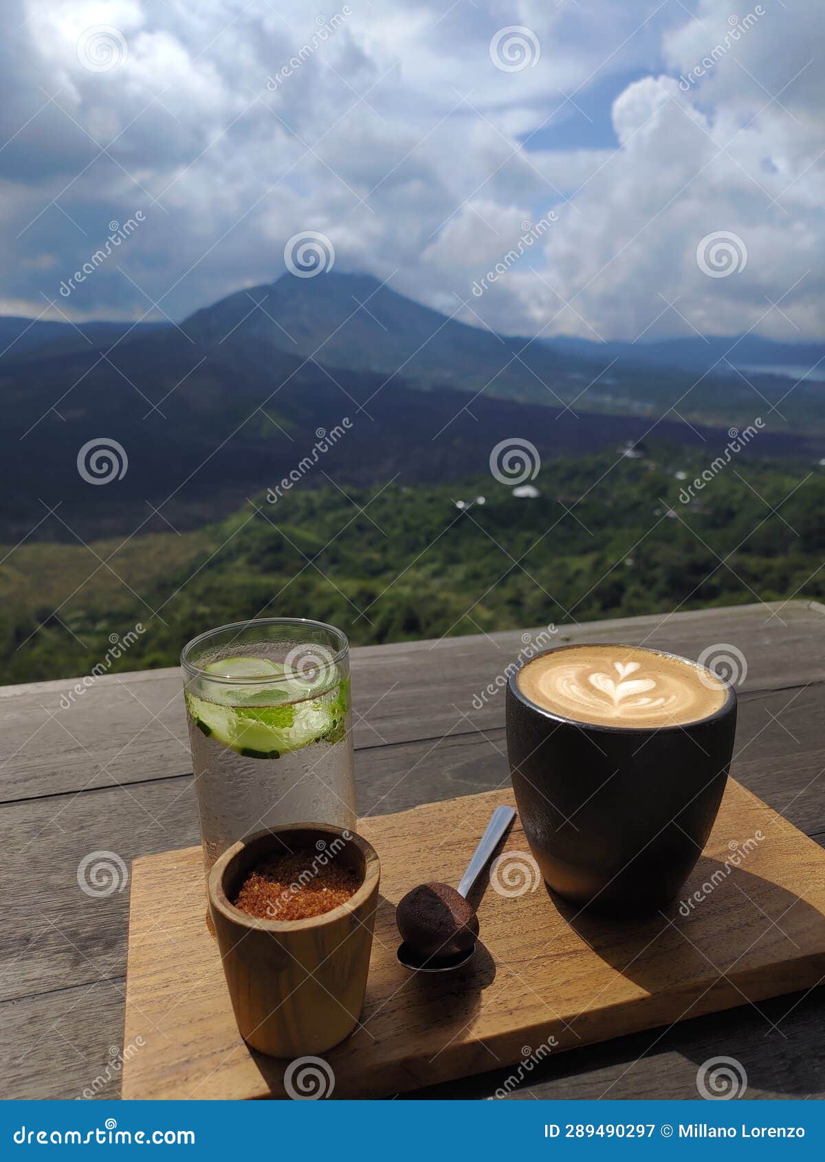 Mountain View with Coffee and Brown Sugar Stock Image - Image of drink ...