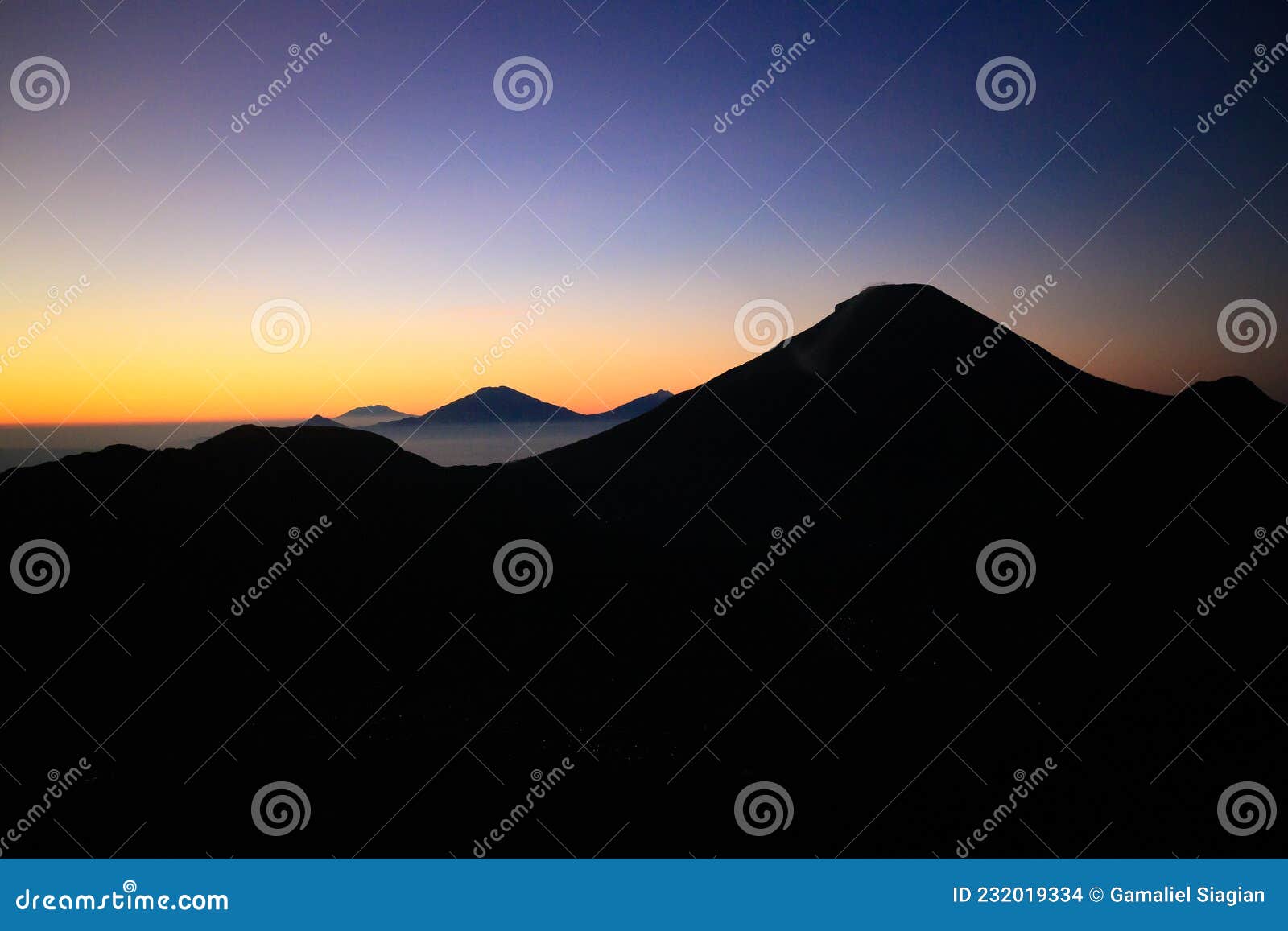 Mountain view at dawn. stock photo. Image of light, dawn - 232019334