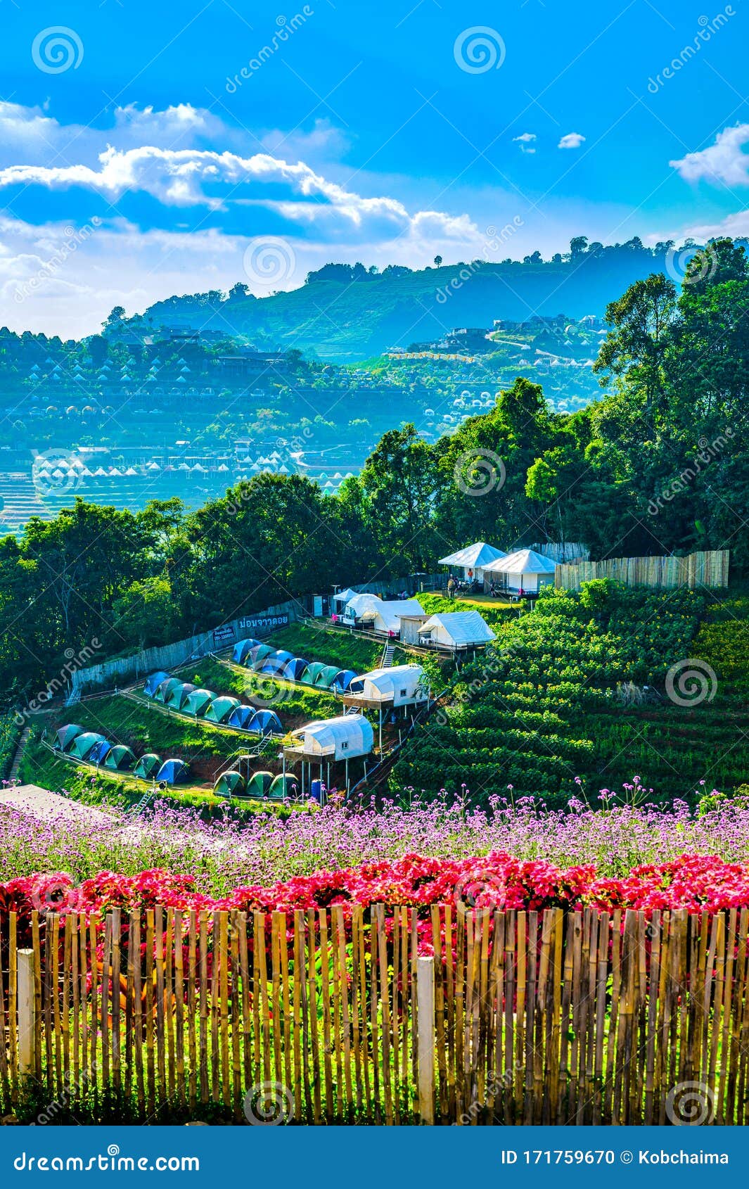 Mountain View at Doi Mon Cham Stock Photo - Image of blue, beauty ...