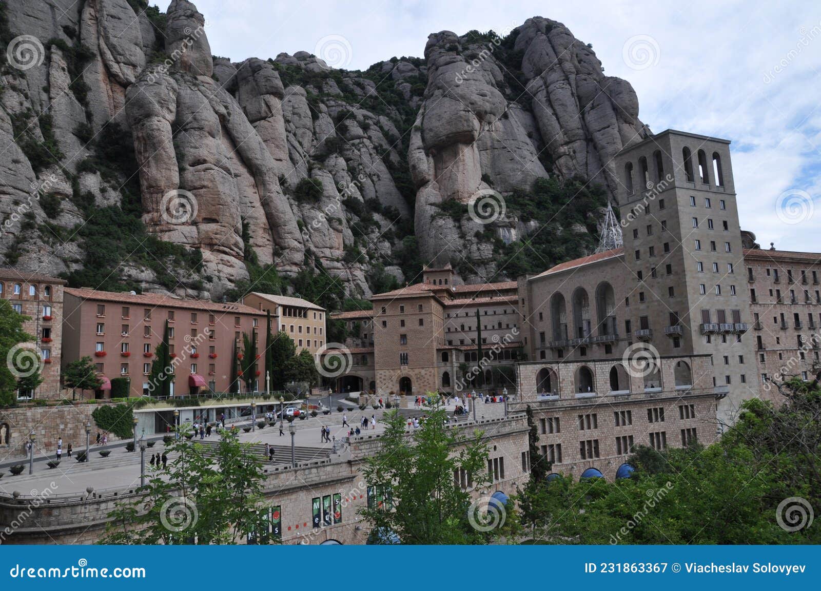 Mountain View. Facade of the Basilica of Montserrat Monastery Editorial ...