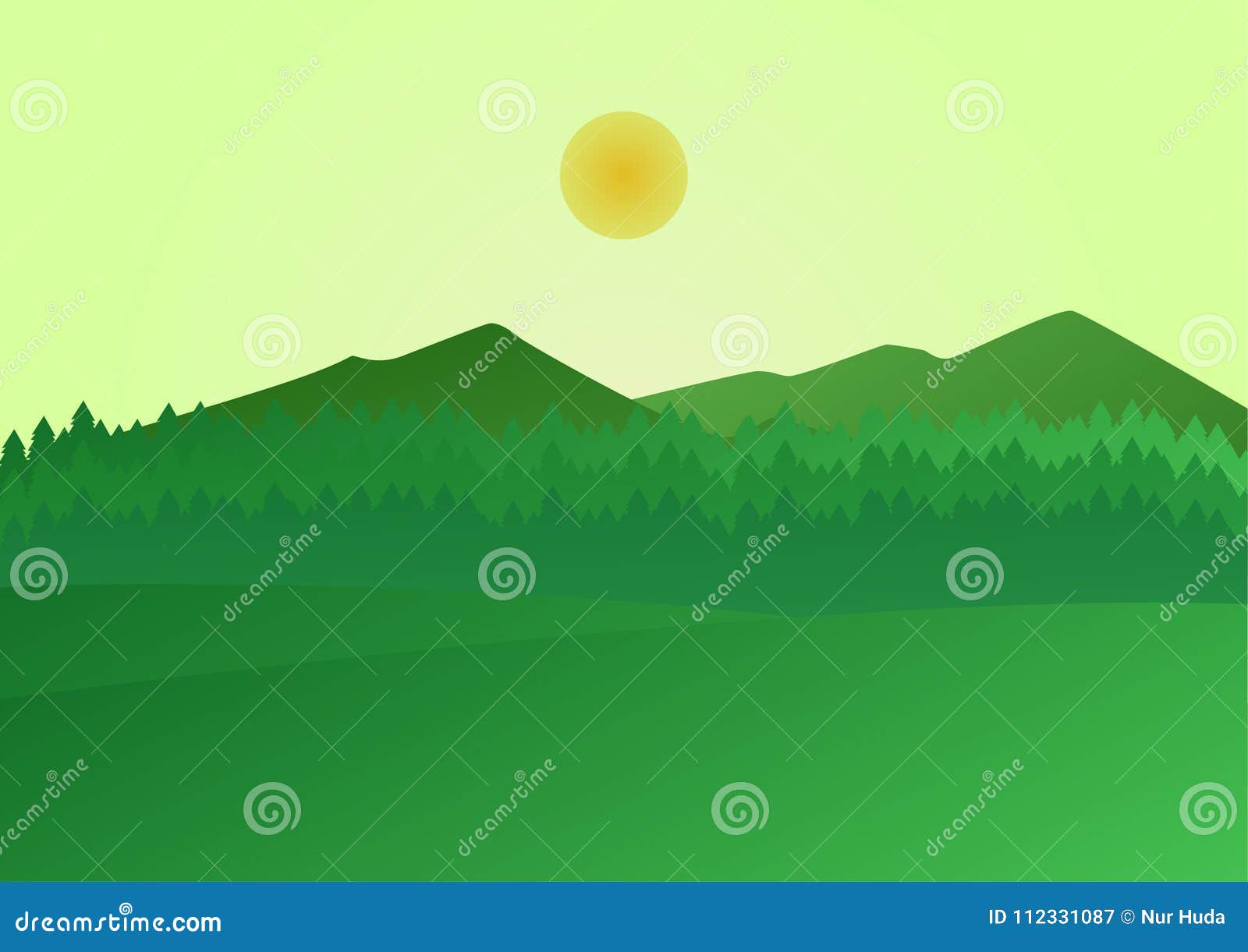Mountain View Flat Design Vector Nature Stock Illustration ...