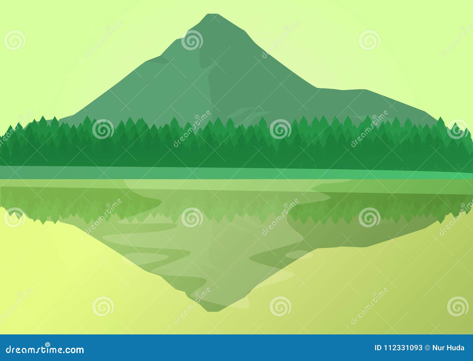 Mountain View Flat Design Vector Nature Stock Illustration ...
