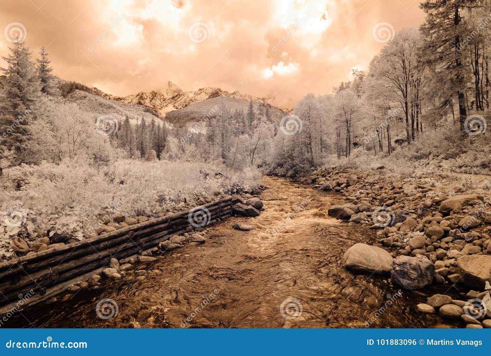 Mountain View from Forest. Infrared Image Stock Photo - Image of ...