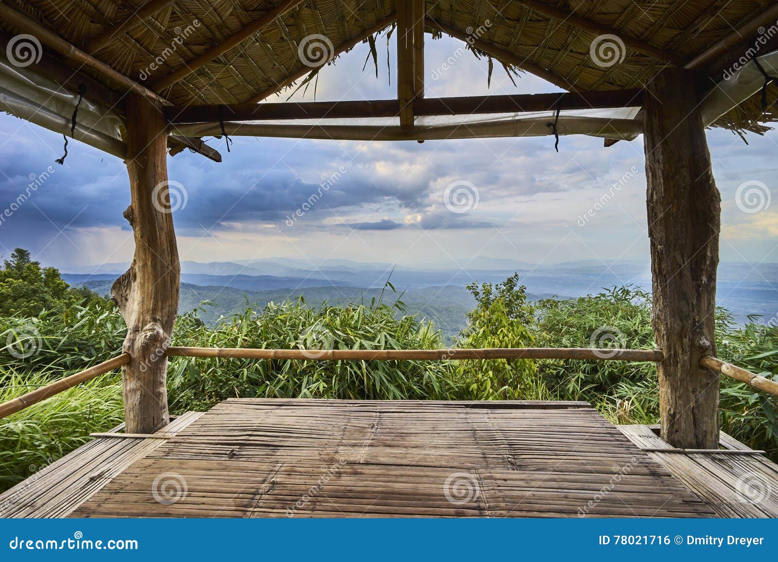 Mountain View through Gazebo Stock Photo - Image of park, asia: 78021716