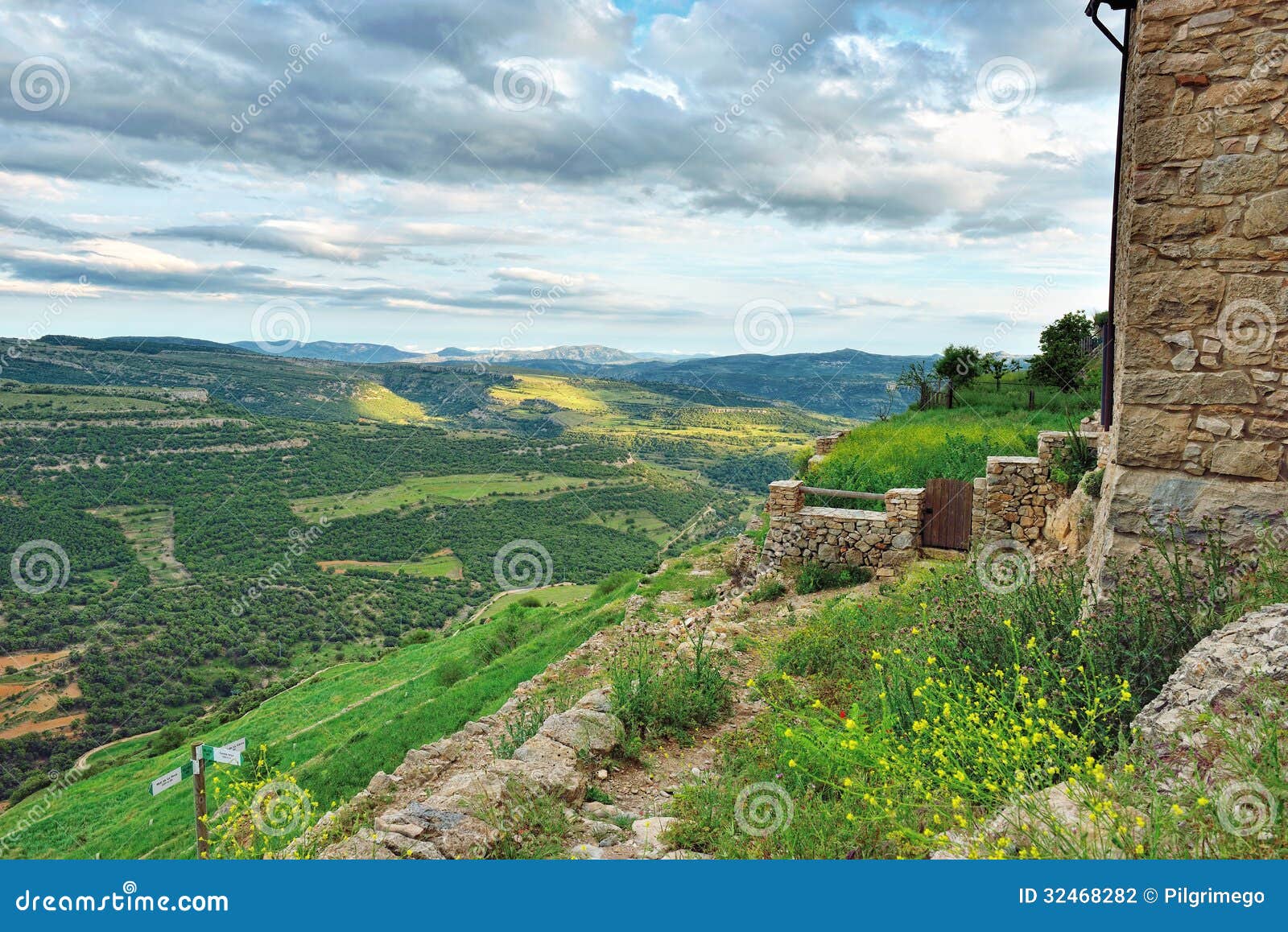 Mountain View. Small Town Ares in Spain. Stock Photo - Image of sundown ...