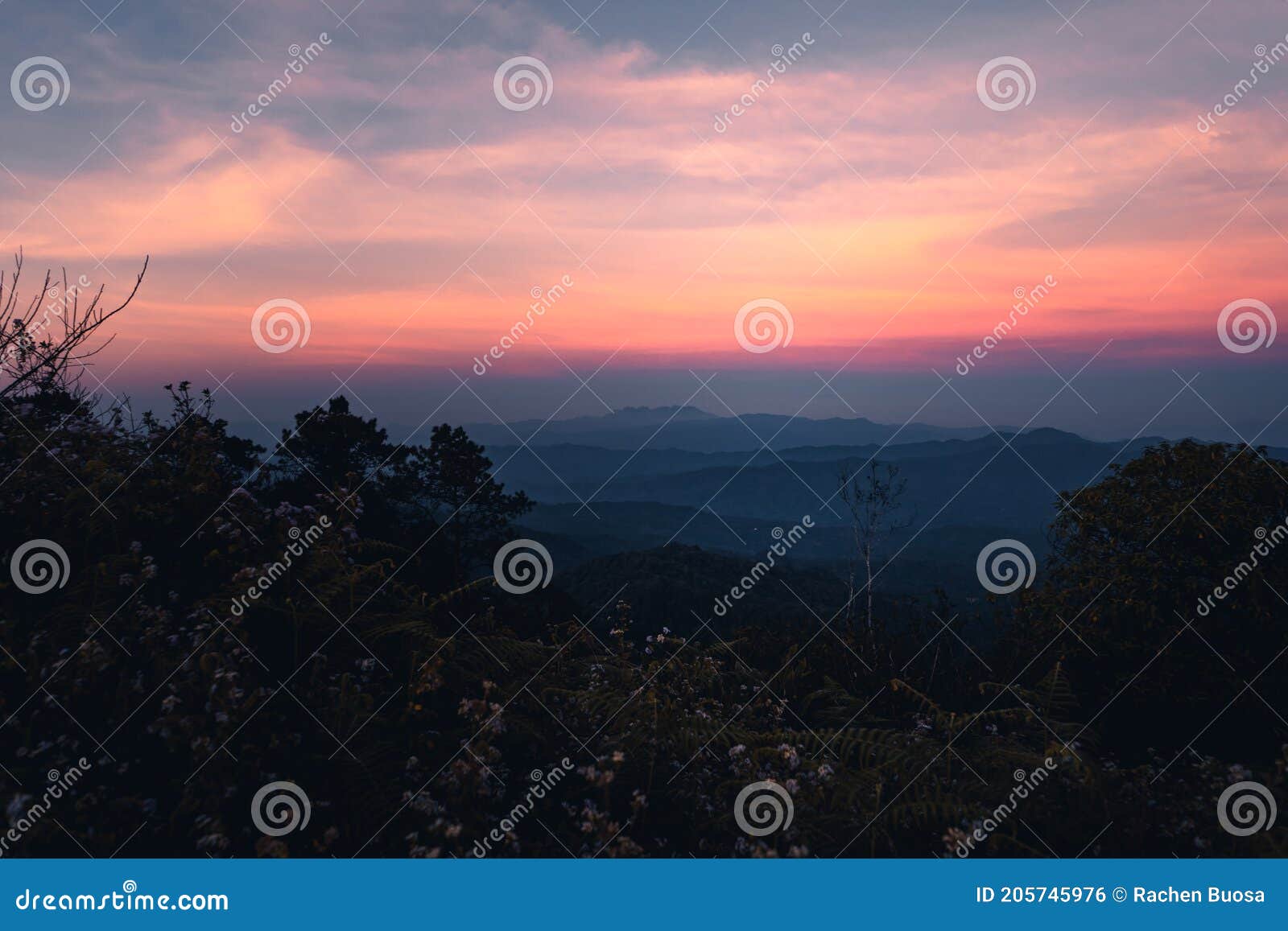 Mountain View and Sunset Light Stock Photo - Image of travel, colorful ...