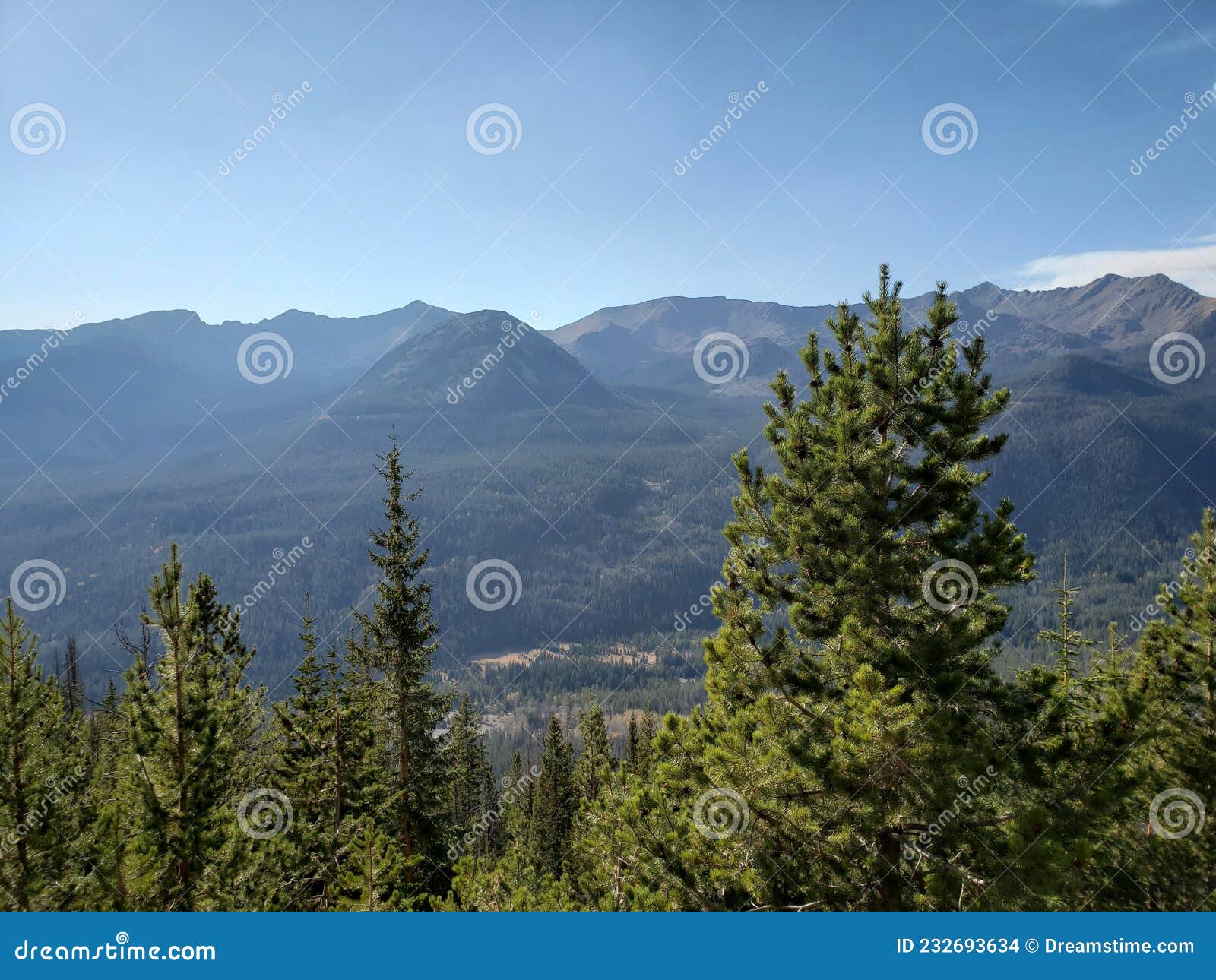 Mountain view trees stock photo. Image of lake, view - 232693634