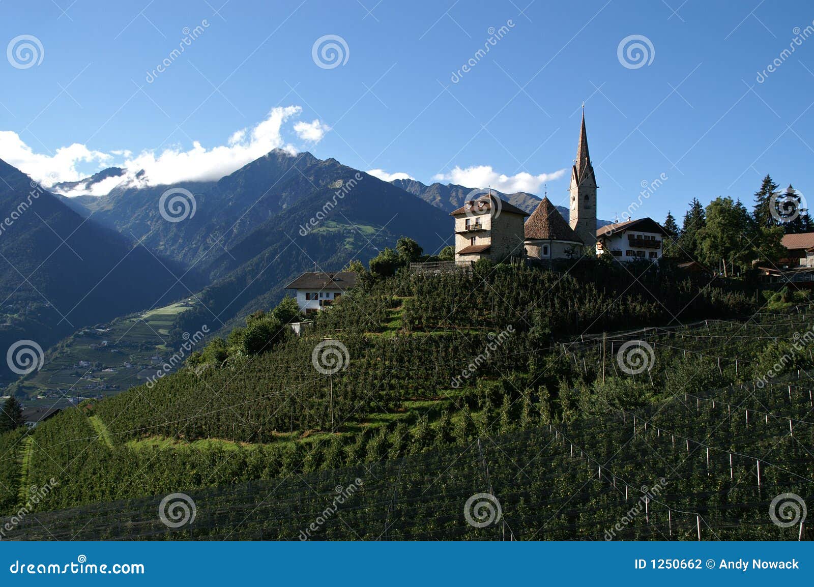 Mountain village church stock photo. Image of plantation - 1250662