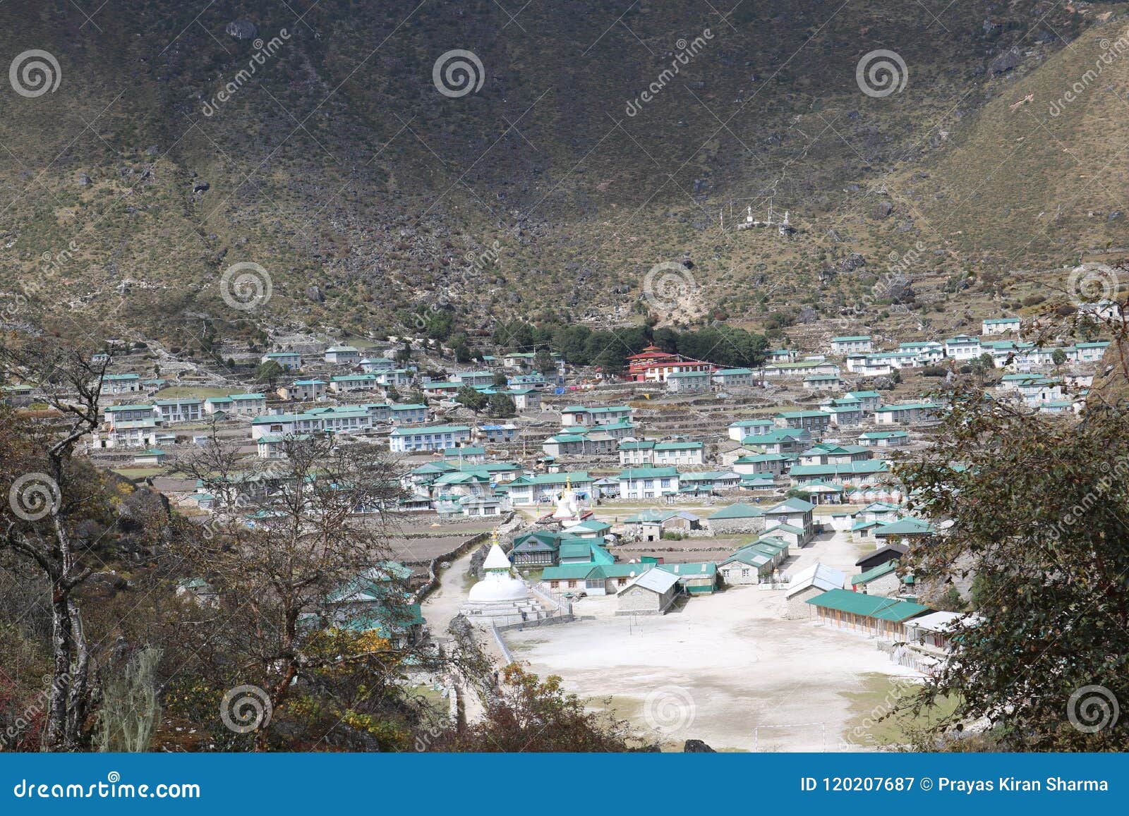 Mountain Village in Nepal stock image. Image of meltwater - 120207687