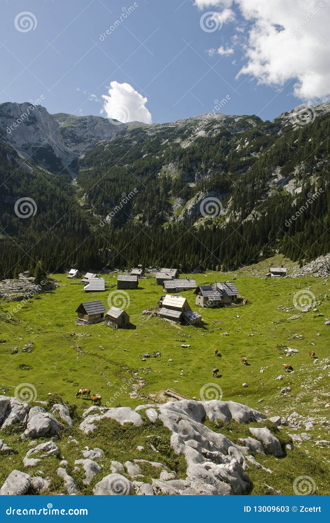 Mountain village, Slovenia stock image. Image of clear - 13009603