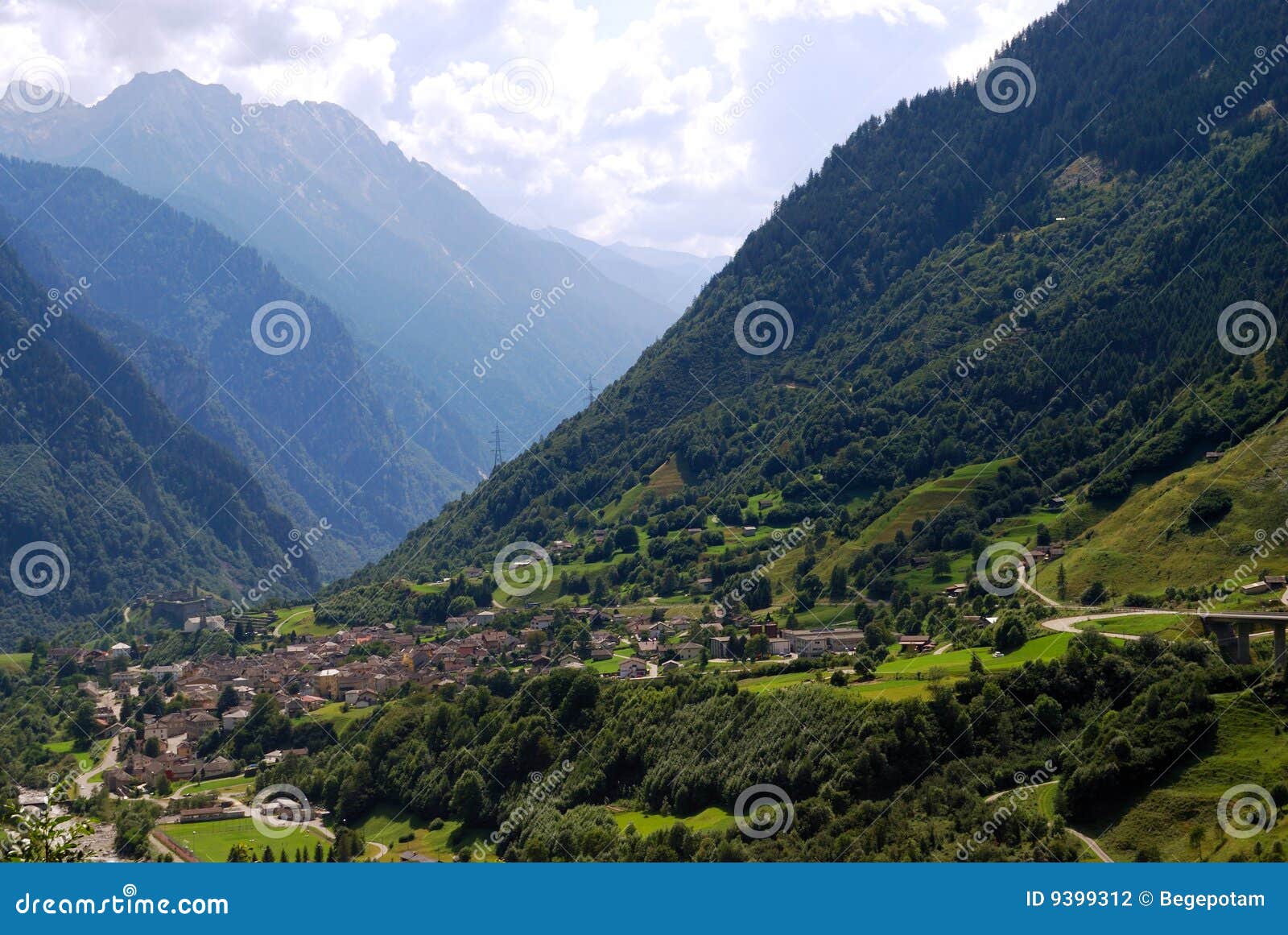 Mountain Village in Swiss Alps Stock Photo - Image of grass, mountains ...
