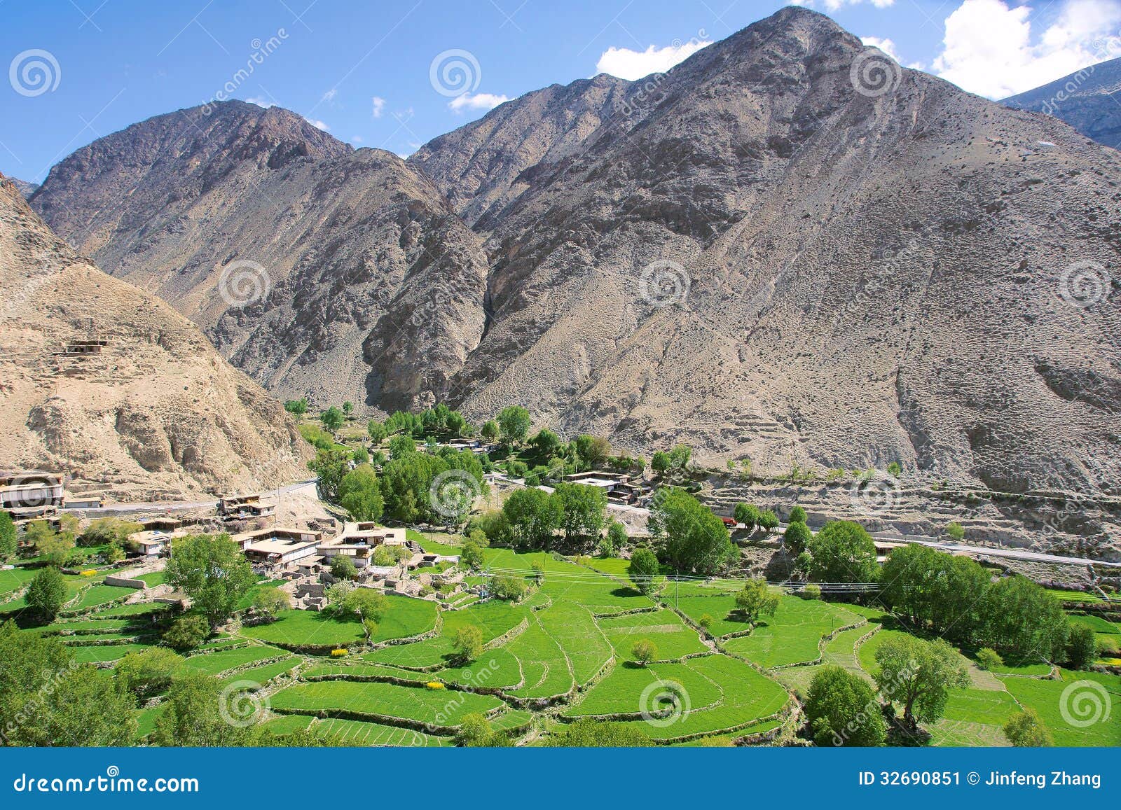Mountain village stock image. Image of tibetan, green - 32690851