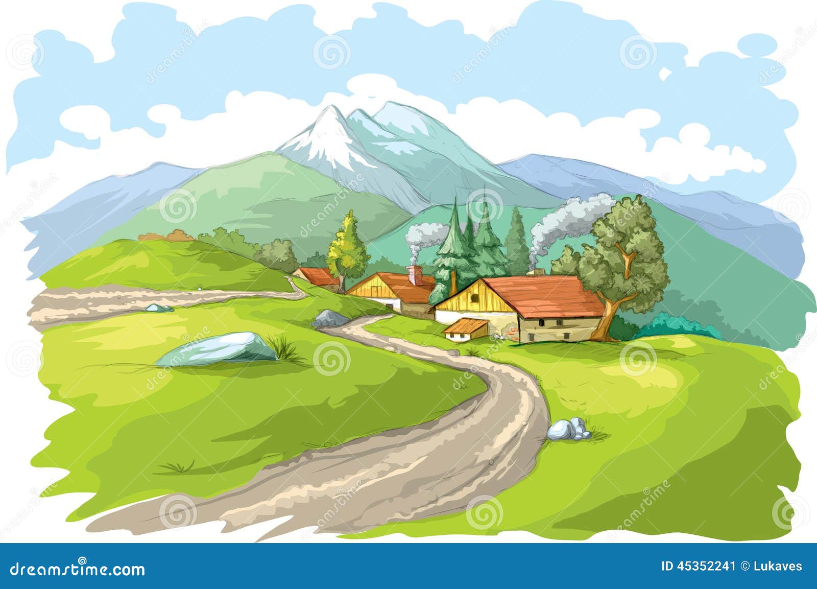 Mountain village stock vector. Illustration of building - 45352241 Mountain village stock vector. Illustration of building - 45352241