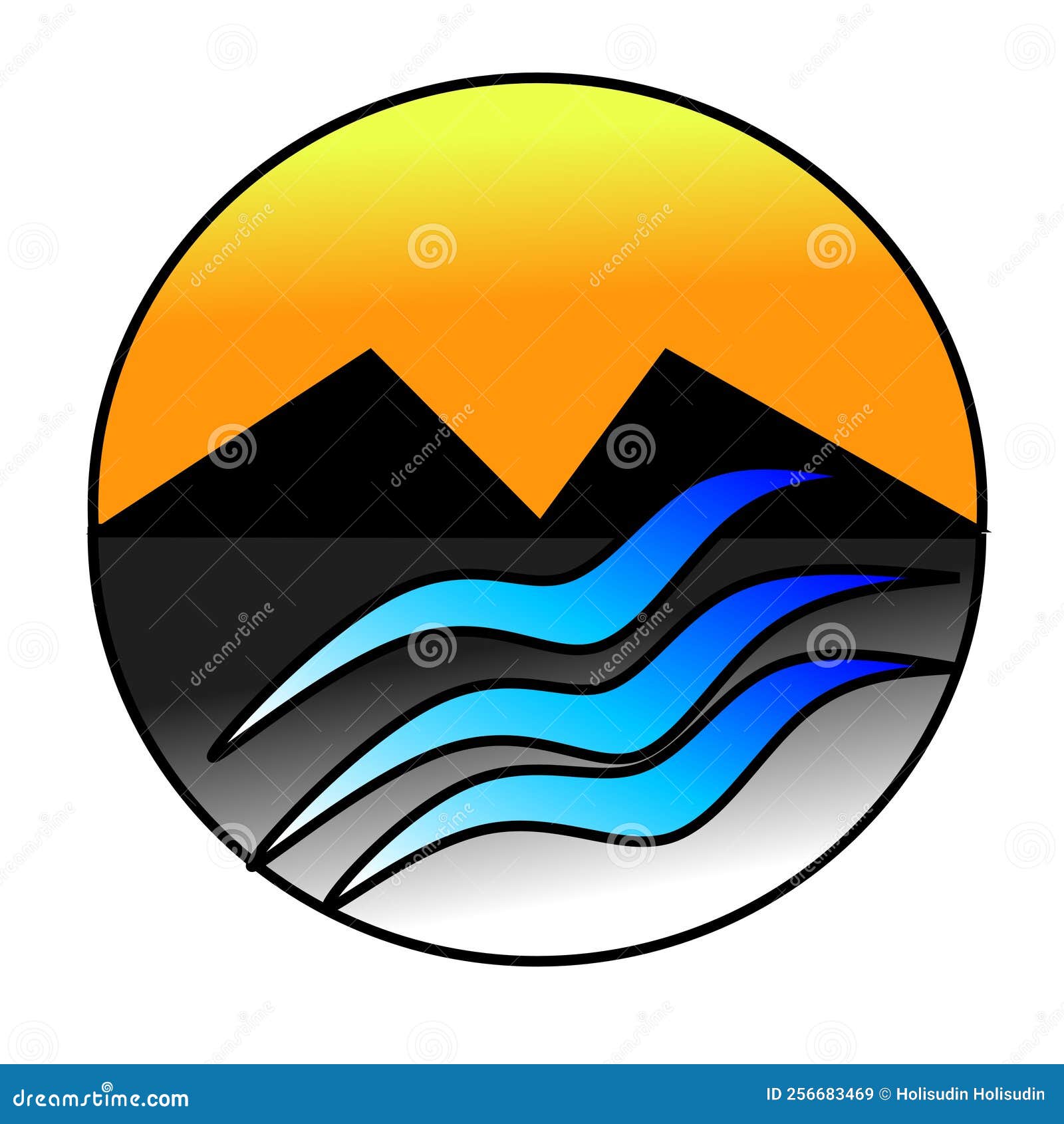 Mountain and Water and Sky Logo Design Stock Illustration ...
