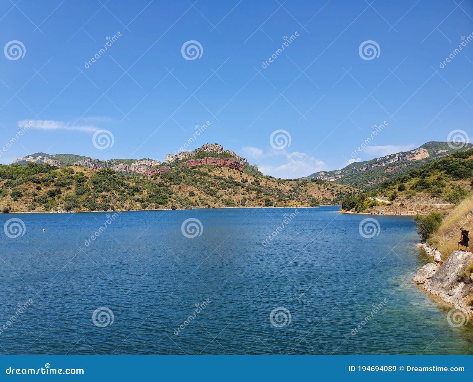 Mountain and water view stock image. Image of sunset - 194694089