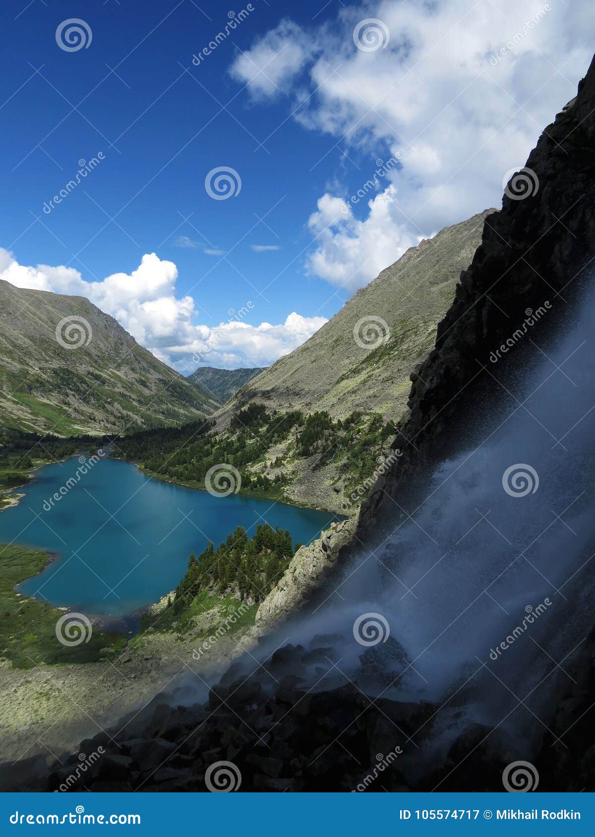 Mountain Waterfall in Altai Stock Image - Image of magic, horizontal ...