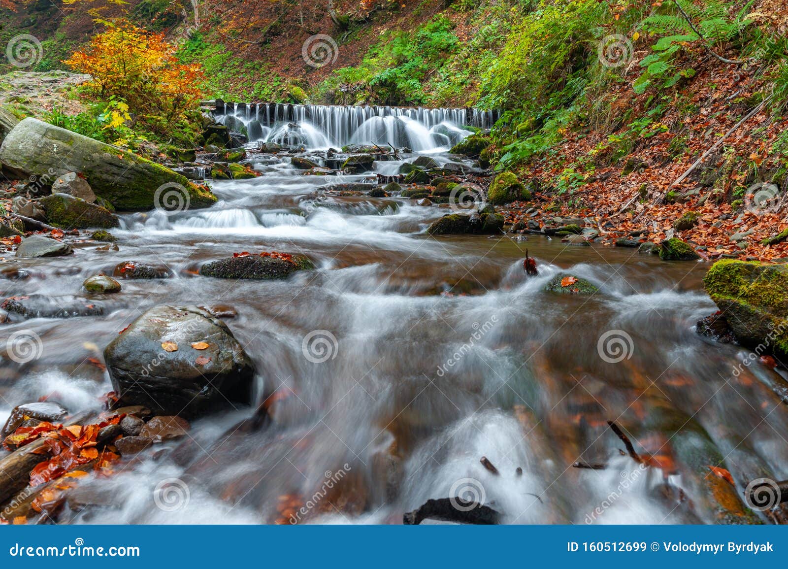 Mountain Waterfall in Autumn Forest Stock Image - Image of colorful ...