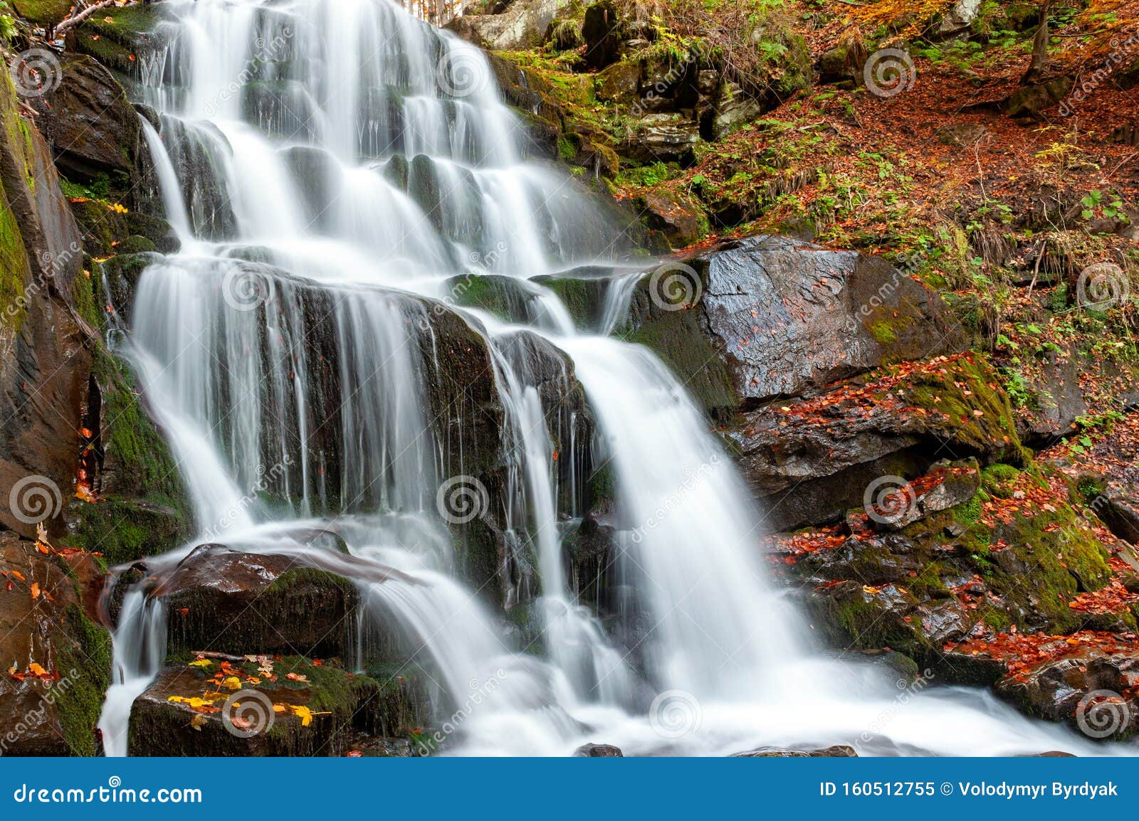 Mountain Waterfall in Autumn Forest Stock Image - Image of motion ...