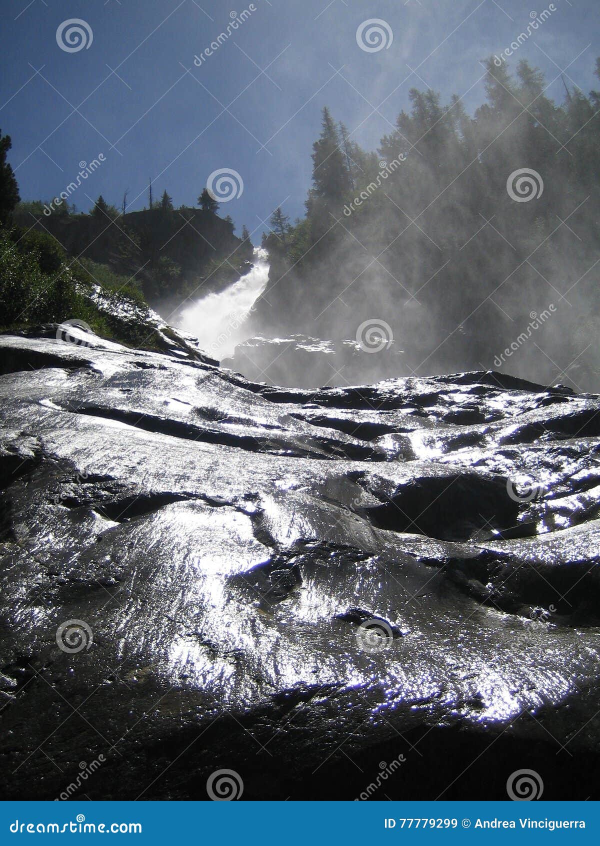Mountain Waterfall Bottom View Stock Image - Image of watercourse, tree ...