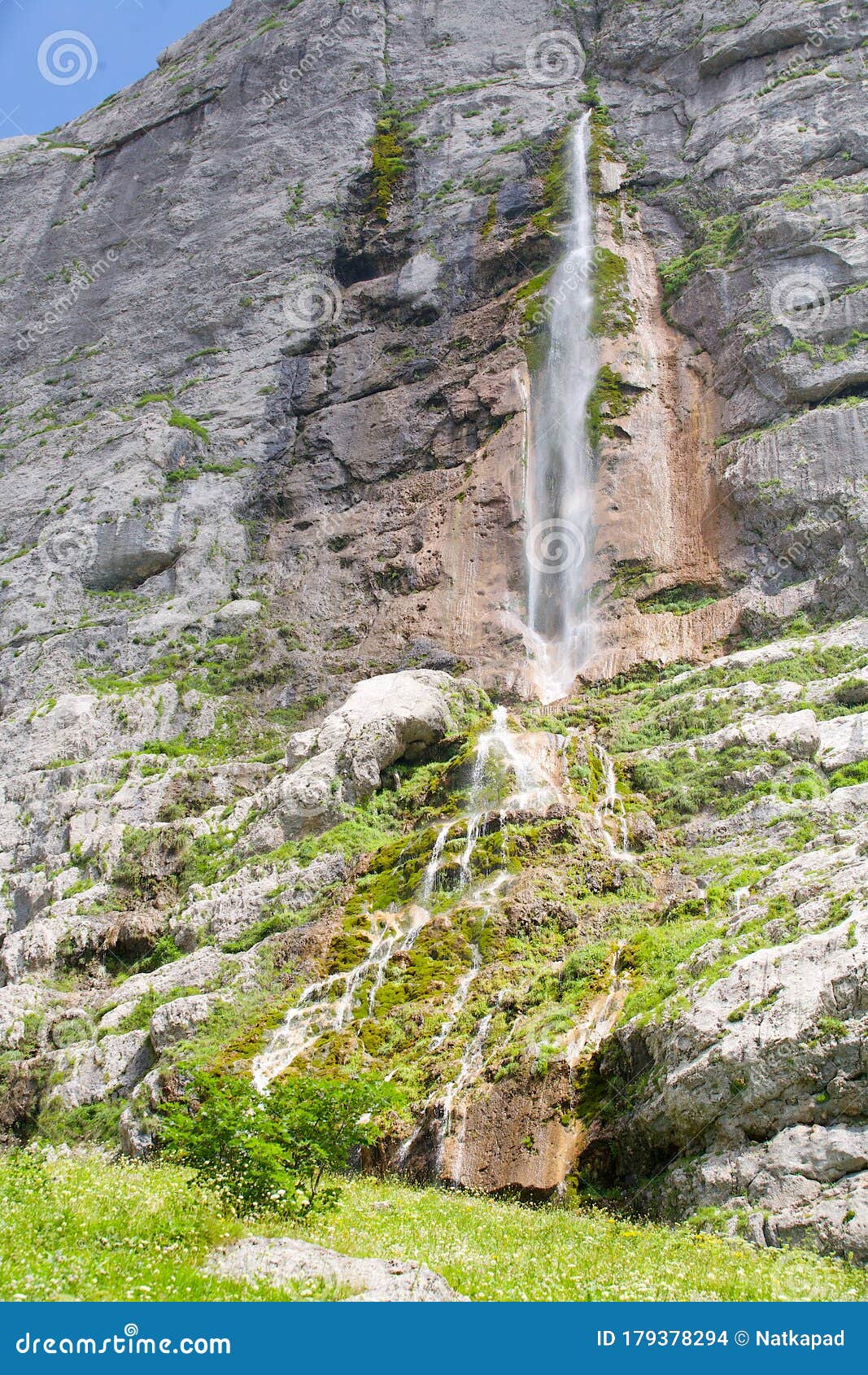 Mountain Waterfall with Clean Water Falls from a Small Height Stock ...